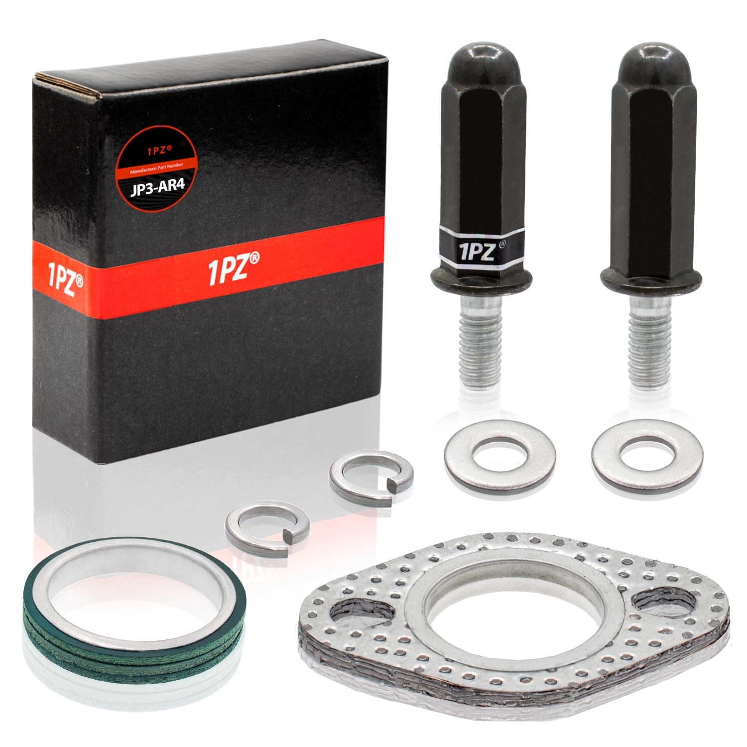1PZ JP3-AR4 Exhaust Bolt and Gasket Black GY6 50cc 70cc 90cc 110cc ...
