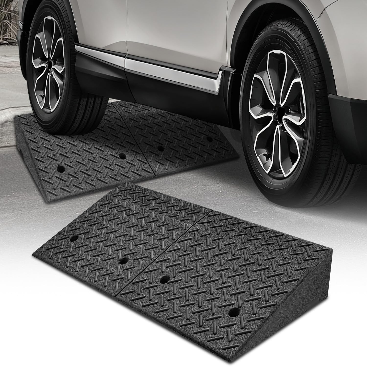 Auto Dynasty Rubber Curb Ramps, 7" Lift Height Curbside Ramp, 4400 LBS ...