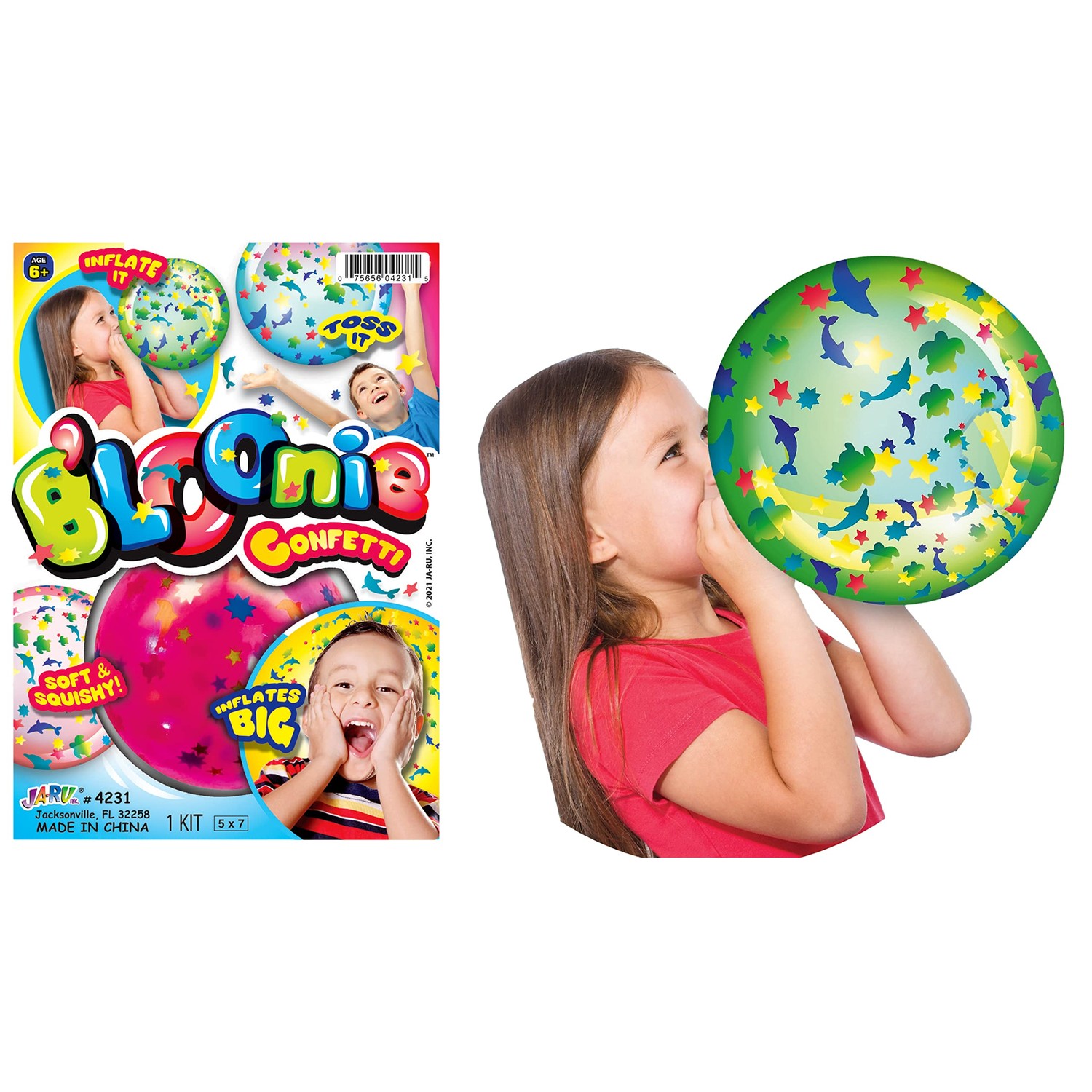 JA-RU Bloonies Magic Confetti Balloons w/Straw (1 Unit) Clear Balloons ...