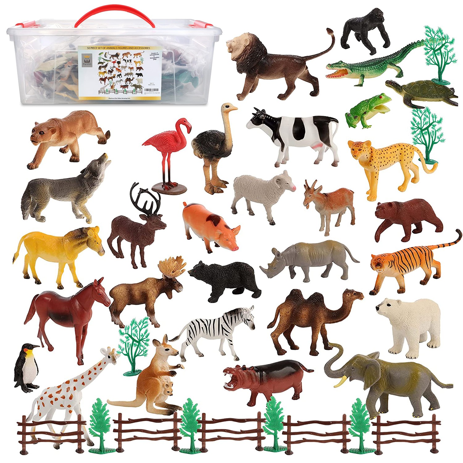 Migration 50 Piece Set of Animal Plastic Figures, Includes Jumbo 6 Inch ...