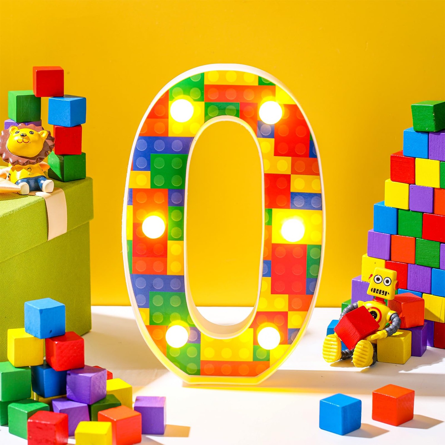 Baquler Building Block Light Up Number Birthday Decoration Building ...