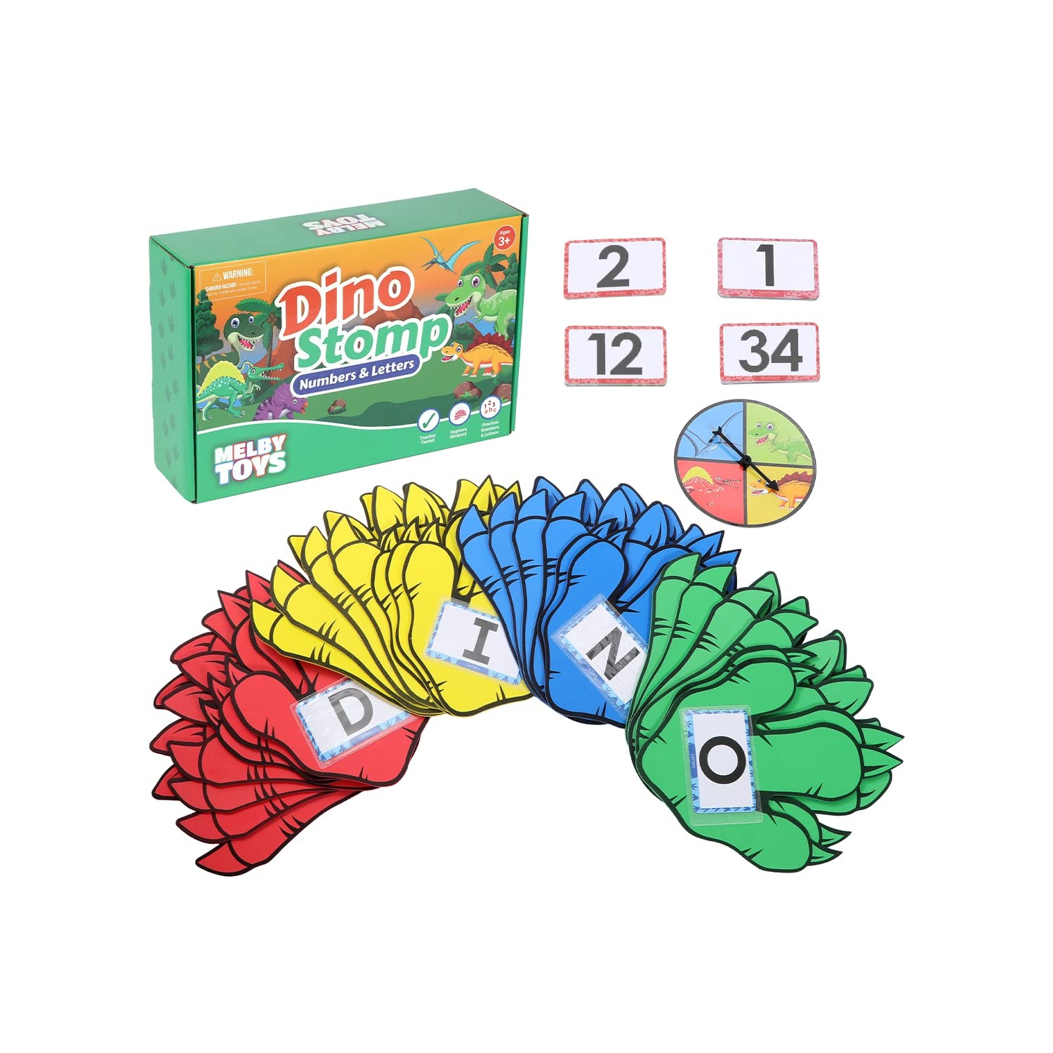 Melby Toys Dino Stomp Number & Alphabet Flash Cards I Preschool ...