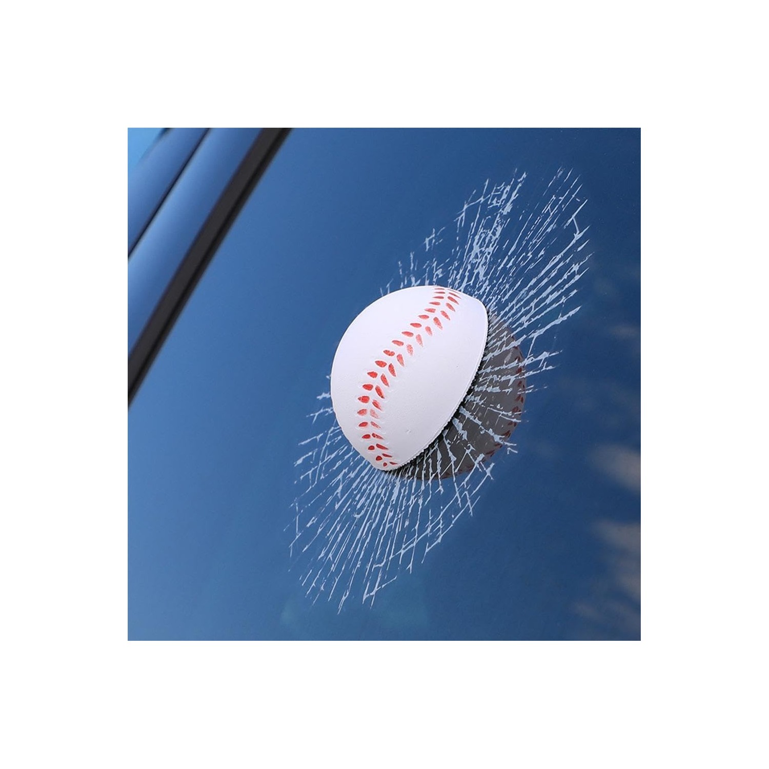 3D Prank Tricky Broken Glass Sticker, Car Styling Baseball Stereo ...