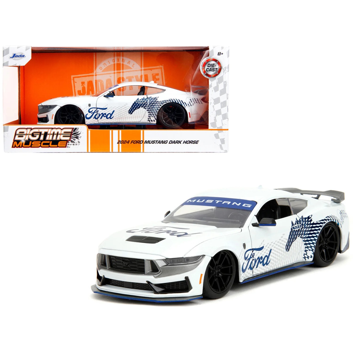 DCD 2024 Ford Mustang Dark Horse White 1/24 Scale Diecast Model Car ...