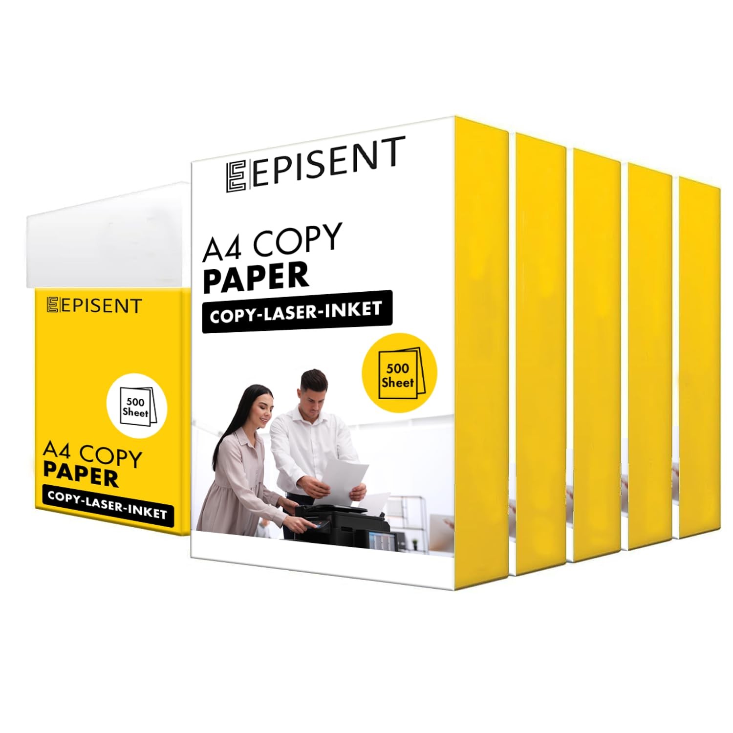 EPISENT A4 White Paper - 80gsm Bright Sheets for Office Printer, Copier ...