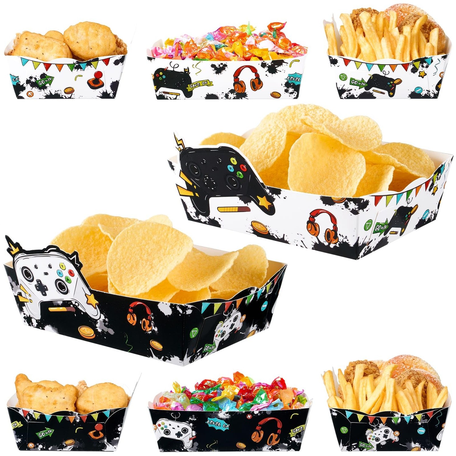 Video Game Snack Trays - 24 PCS Gaming Birthday Party Snack Decorations ...