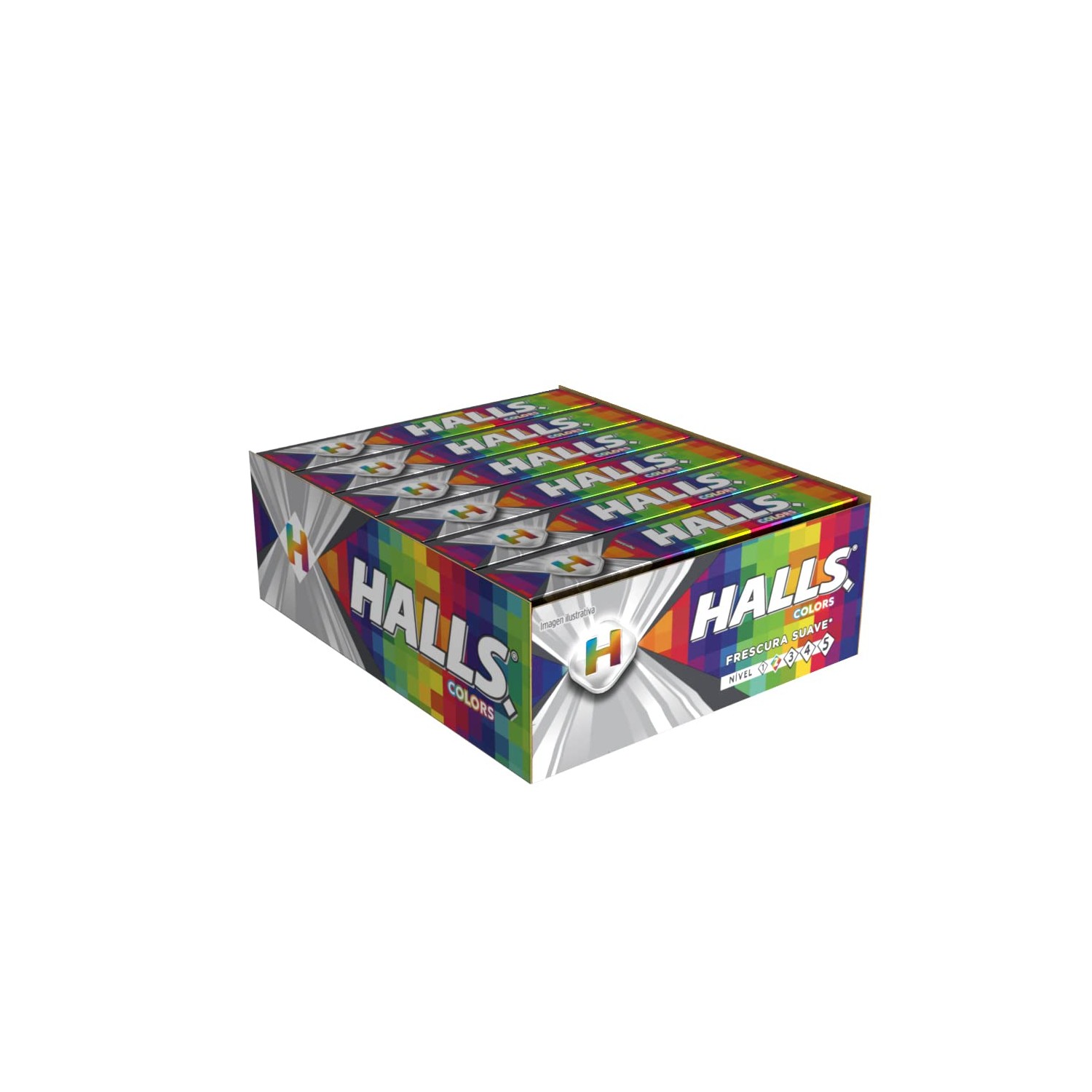 Halls Caramelo macizo sabor Colors variedad, caja con 12 paquetes de 25 ...