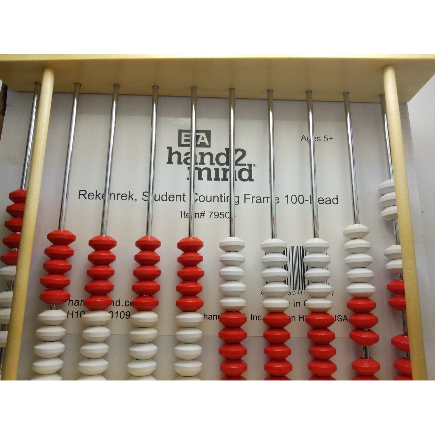 Hand2mind Abacus 100 Wooden Bead Individual Counting Frame Education ...