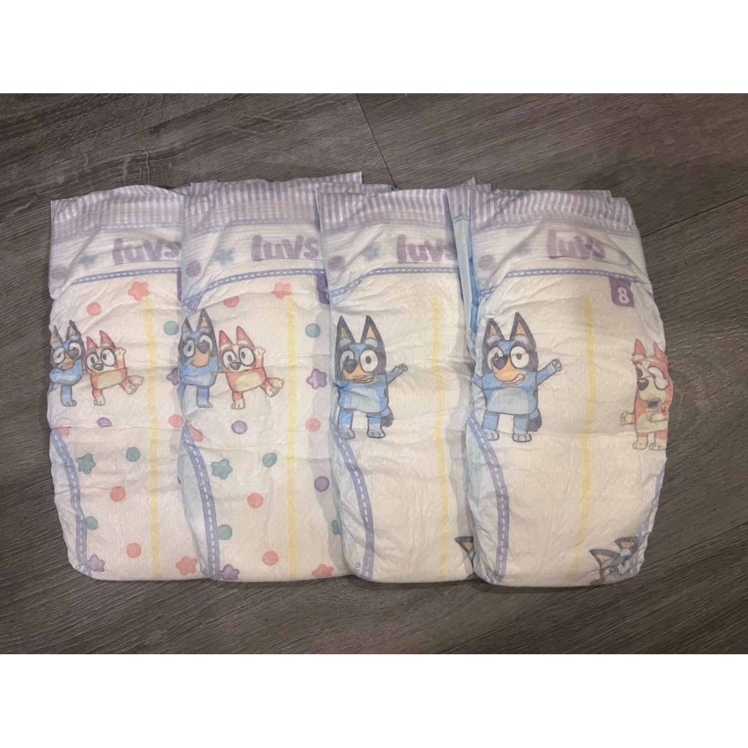 Luvs New Bluey diaper pullup sample lot, Luvs size 8, Easy Ups size 6T ...