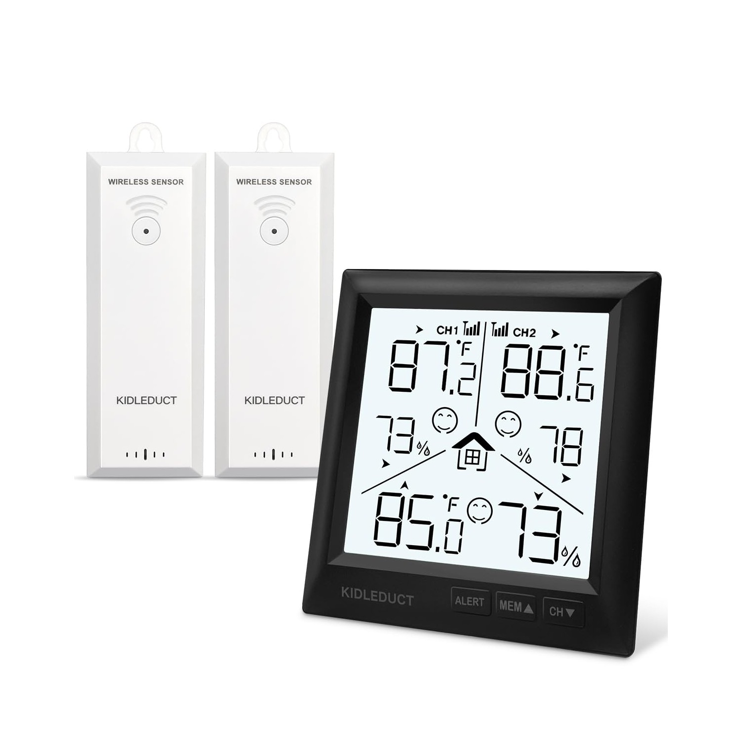 KIDLEDUCT Indoor Outdoor Thermometer Wireless Battery Powered, High ...