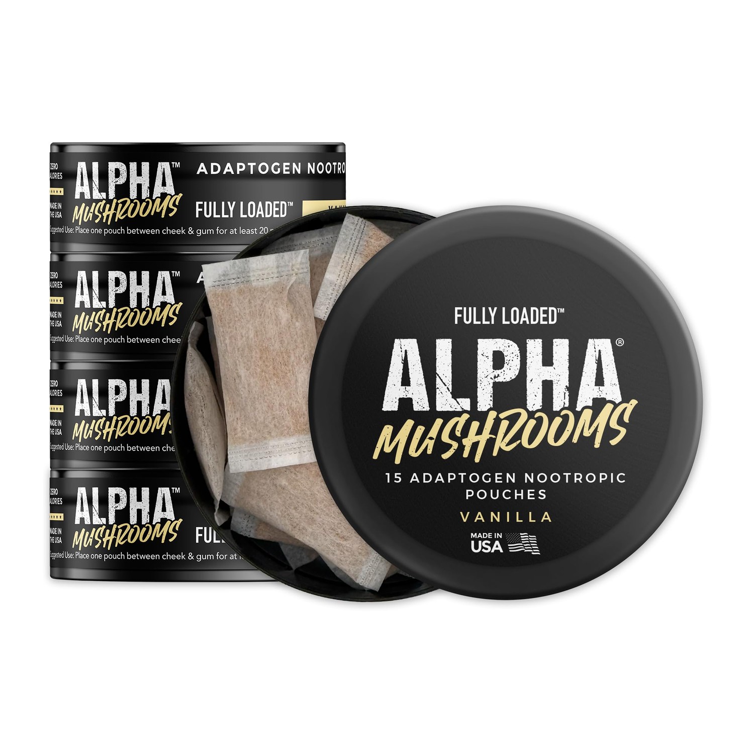 Fully Loaded Alpha Mushroom Pouches - Adaptogen Nootropic Pouches (5 ...
