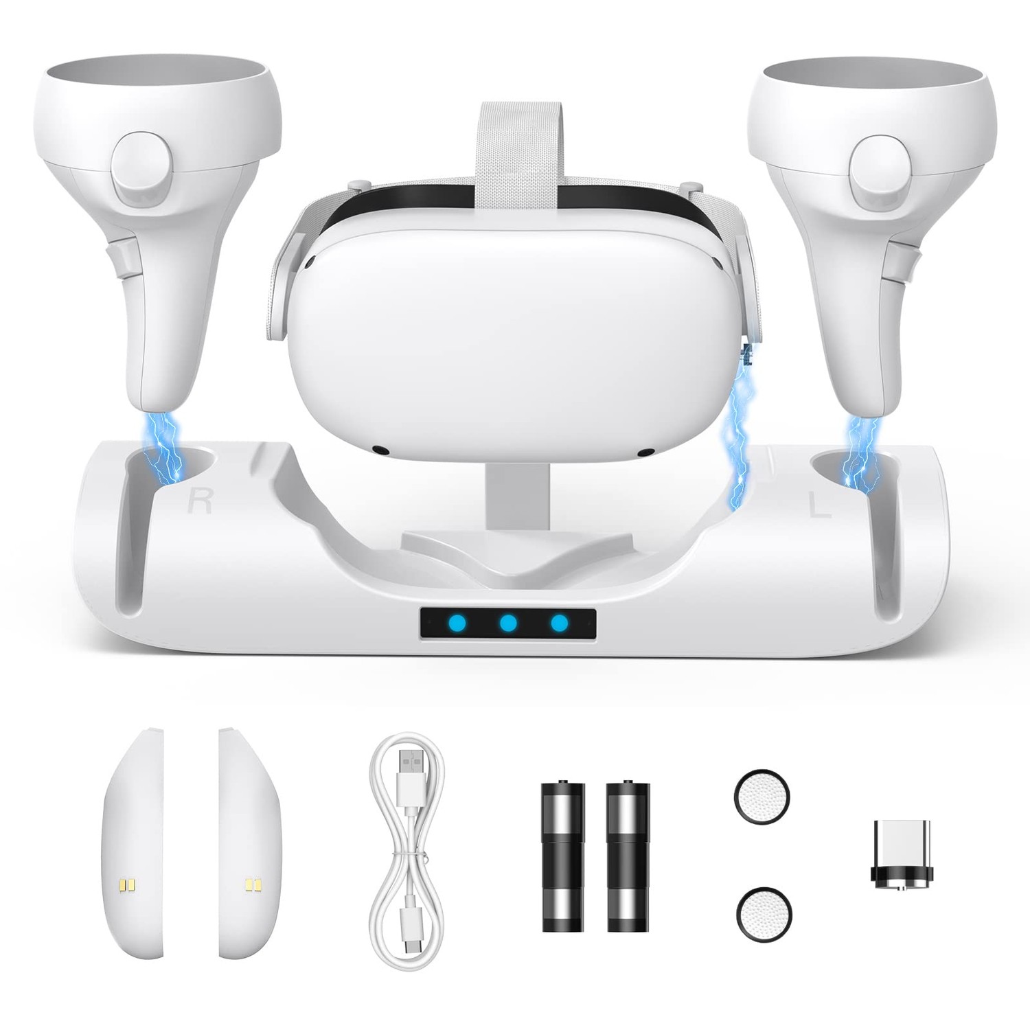 Upgraded Charging Dock for Oculus Quest 2, Magnetic VR Charger with 2 ...