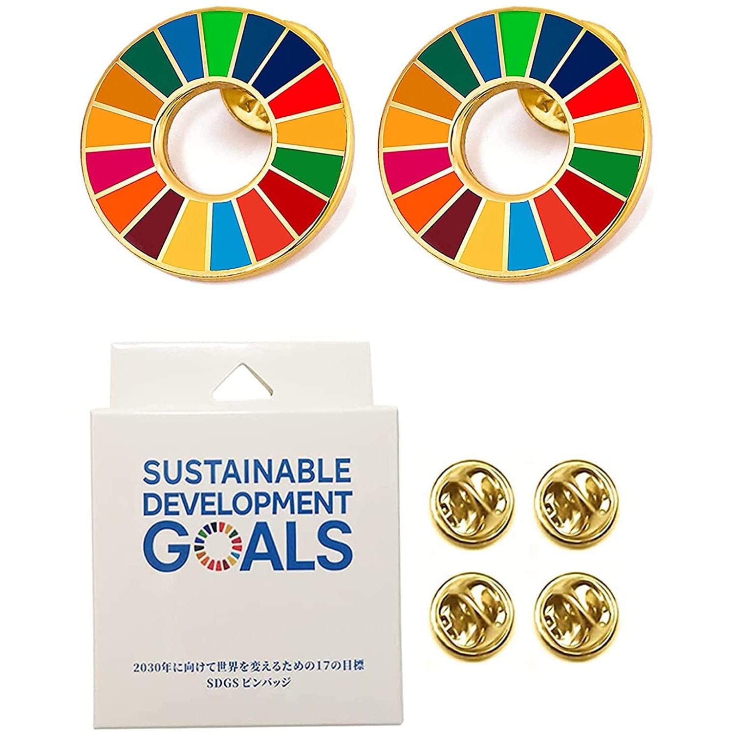 Light SDGs Badges (2-Piece Set) Genuine UN Cloisonne 1.0 inch (25 mm ...