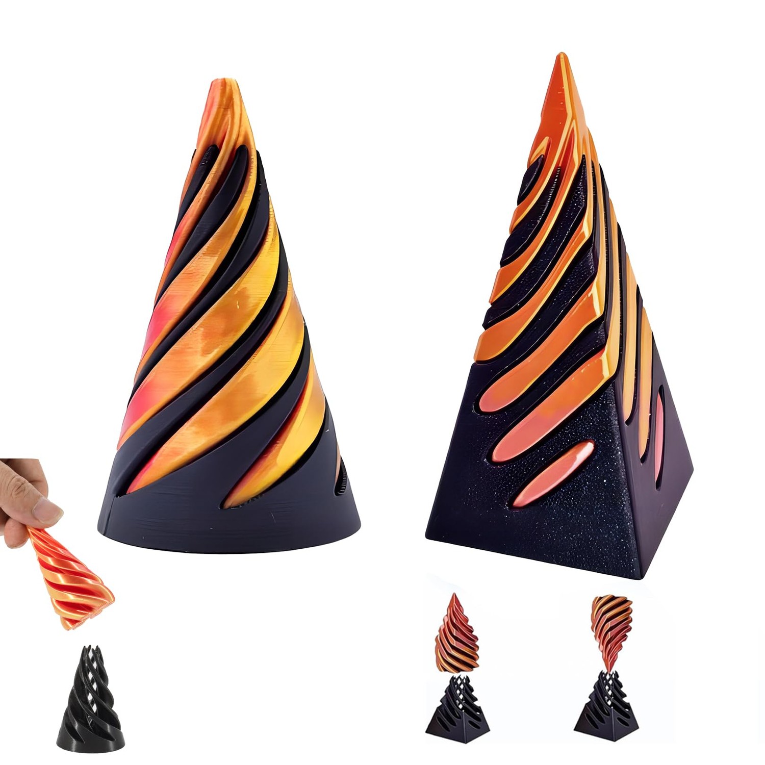 2 Pieces Impossible Pyramid,Spiral Cone Fidget Toy,Spiral Fidget Toy ...