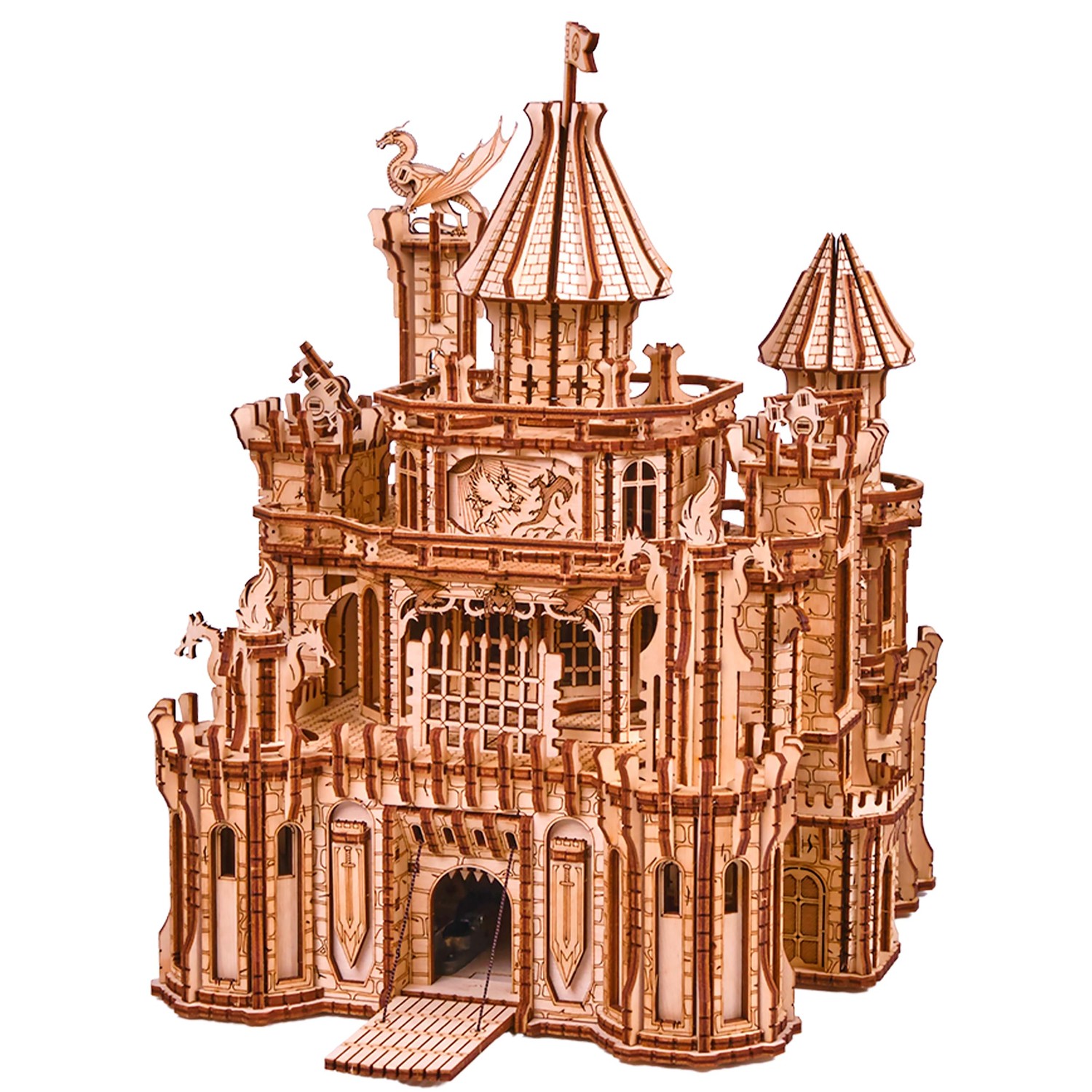 Wood Trick Dragon Castle Moveable Wooden 3D Puzzles for Adults and Kids ...