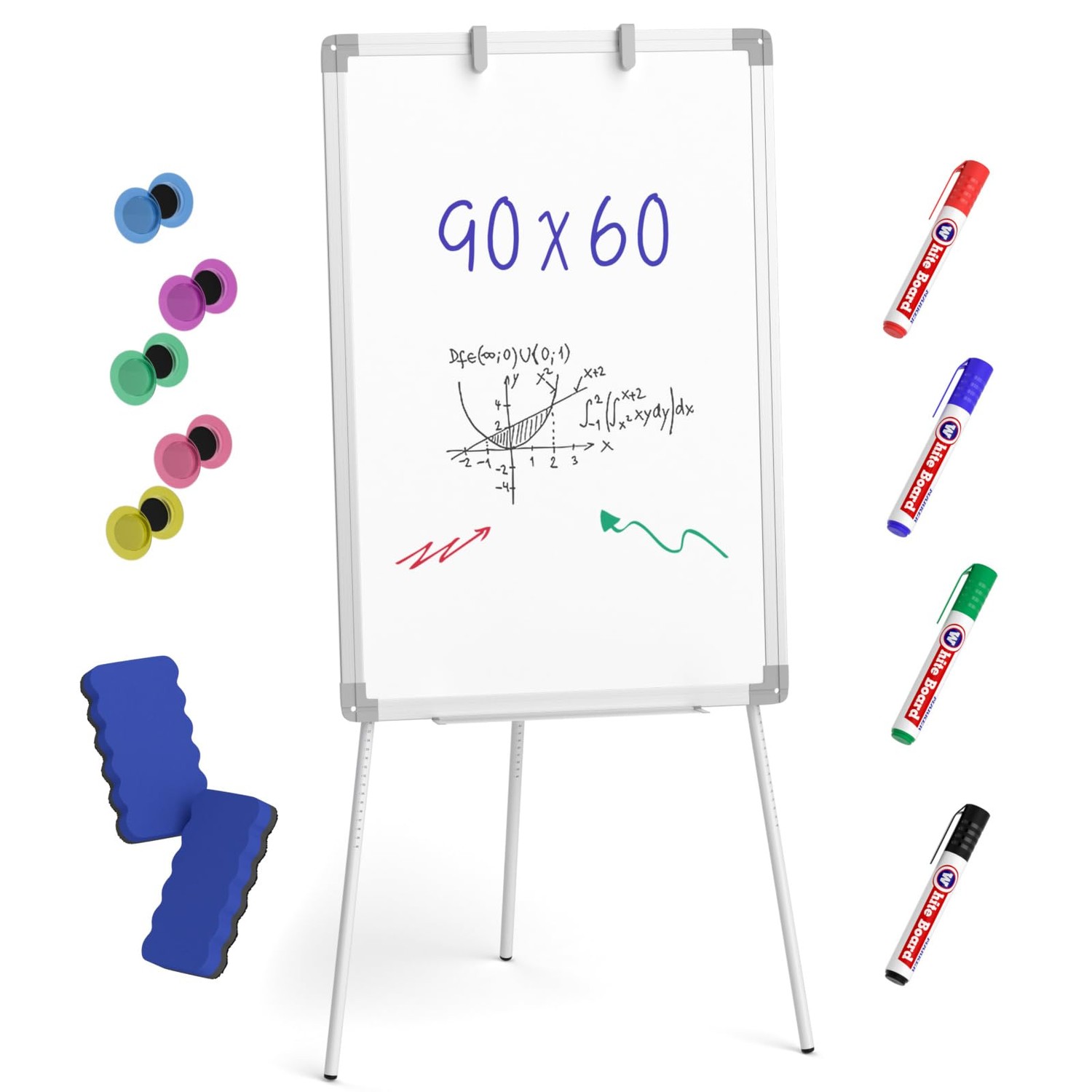 Nicpro Easel Whiteboard with Stand, 36 x 24'' Magnetic Dry Erase White ...