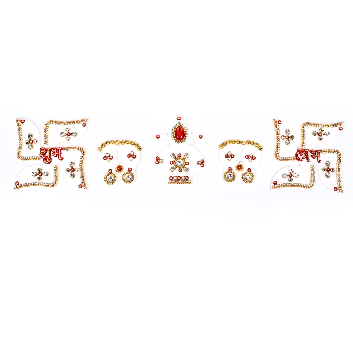 Shubh Labh Laxmi Charan Stickers Paduka Feet Pagla with Swastik Rangoli ...