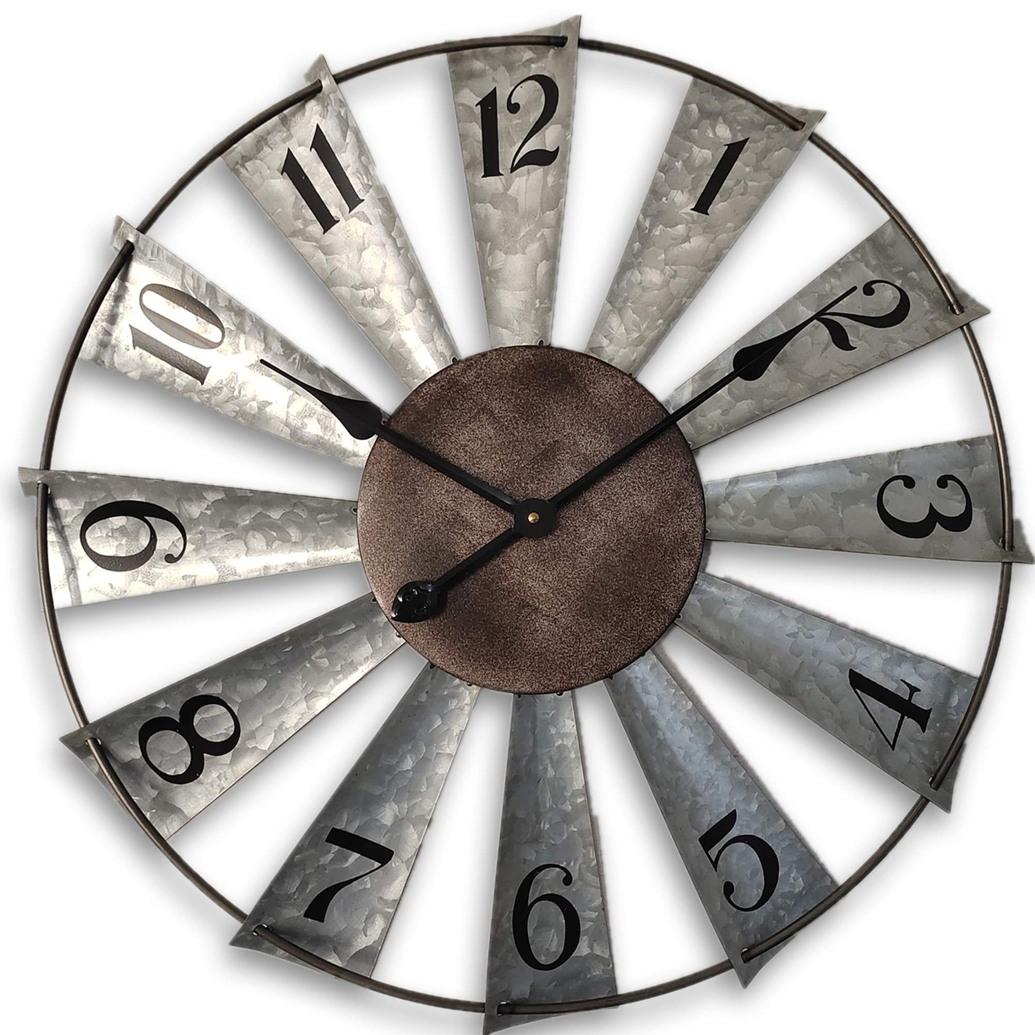 Mrocioa 30inch Windmill Distressed Metal Wall Clocks Rustic Large ...