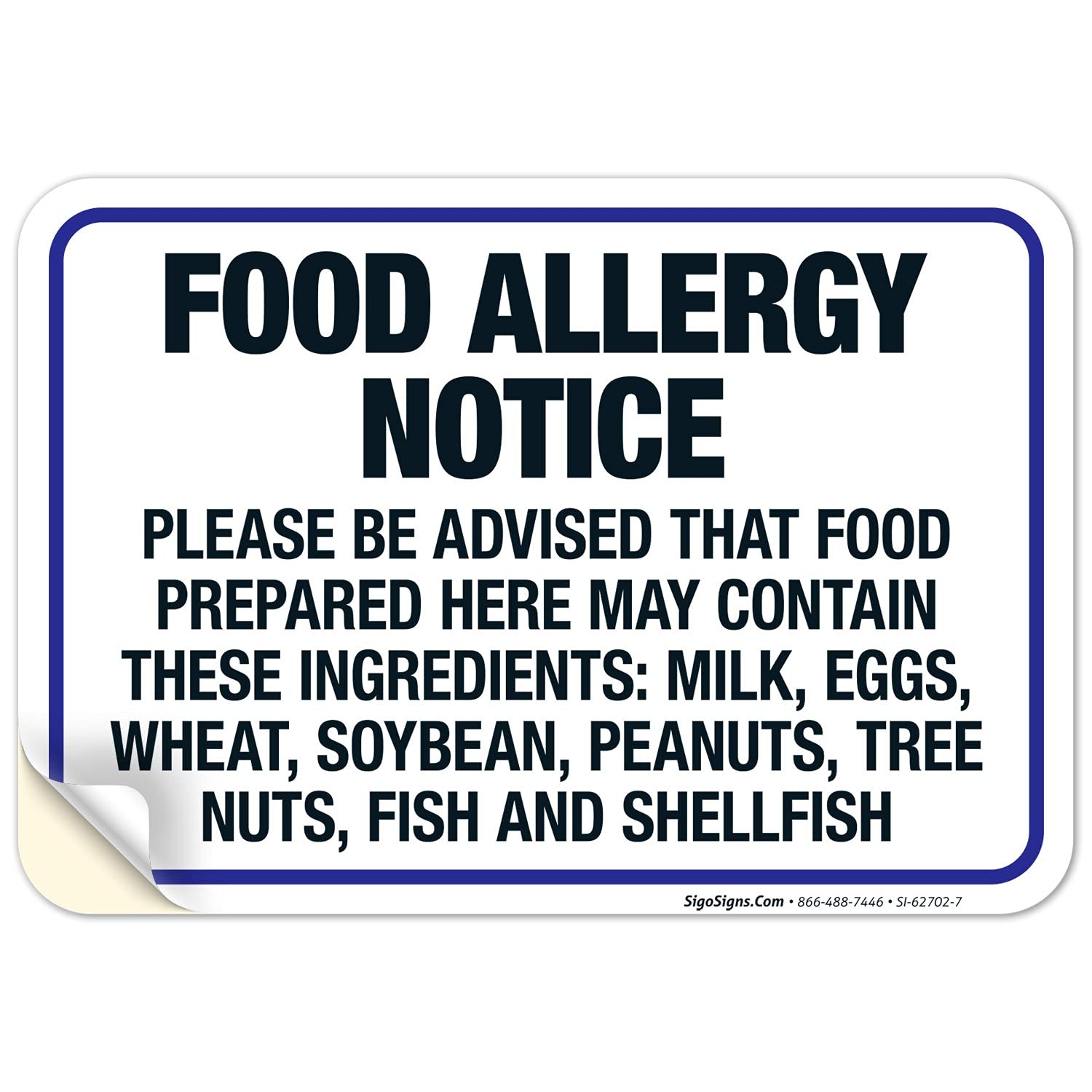 Food Allergy Notice Food May Contain Milk Egg Wheat Soybean Peanuts ...