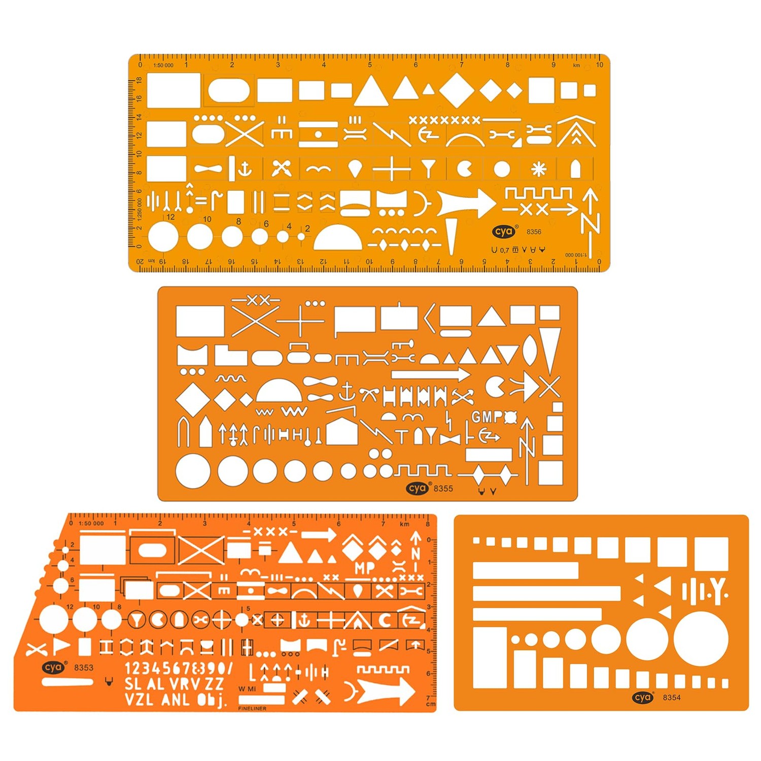 CYA Military Map Marking Template Stencil Set – 4 Pack (8353, 8354 ...