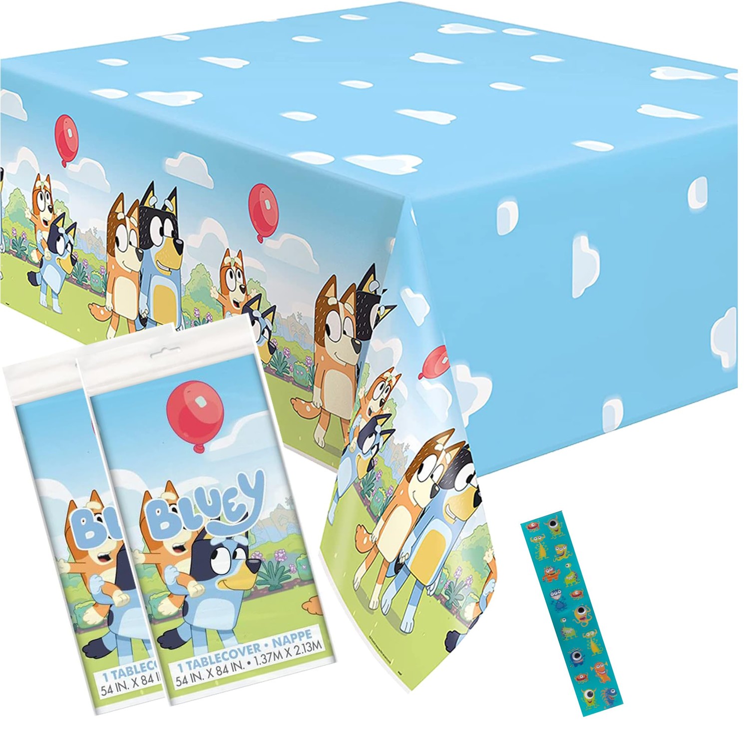 Bluey Birthday Decorations - Rectangular Plastic Table Covers - 2 Table ...