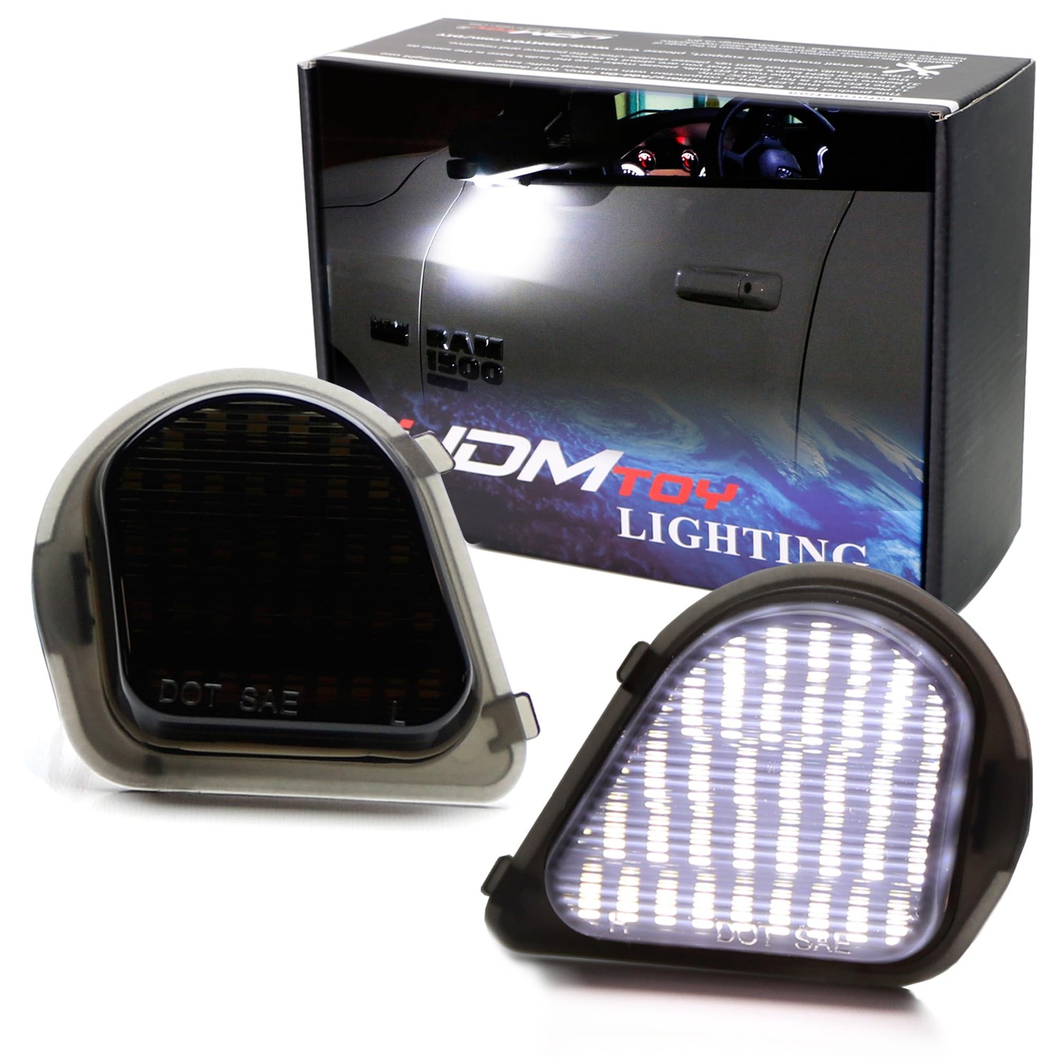 iJDMTOY White Full LED Under Side Mirror Puddle Lights Compatible With ...