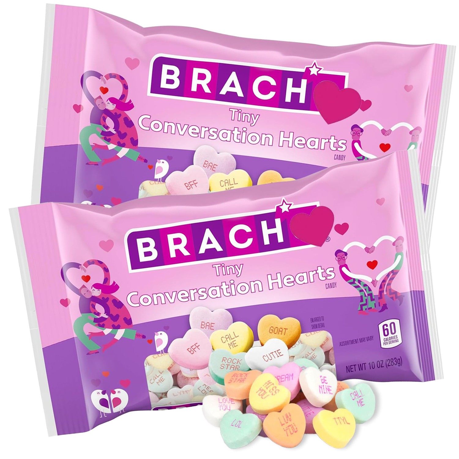 Tiny Conversation Hearts Candy 2 Pack - Mini Heart-Shaped Candies with ...