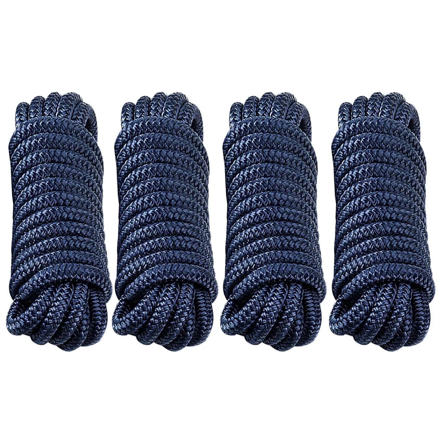 Amarine Made 4 Pack 1/2 Inch 20 FT Double Braid Nylon Boat Dock Line ...