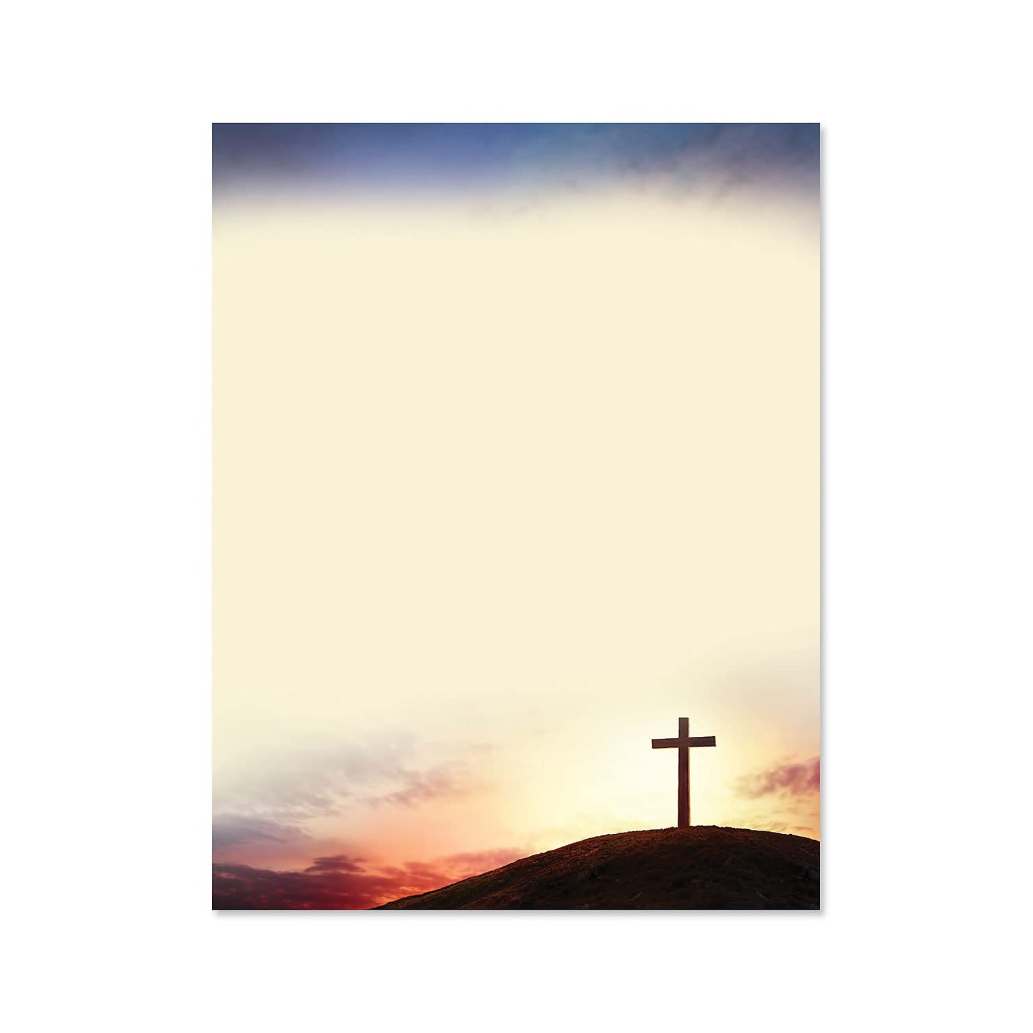Current Sun Setting Cross Decorative Letter Paper-Religious Stationery ...