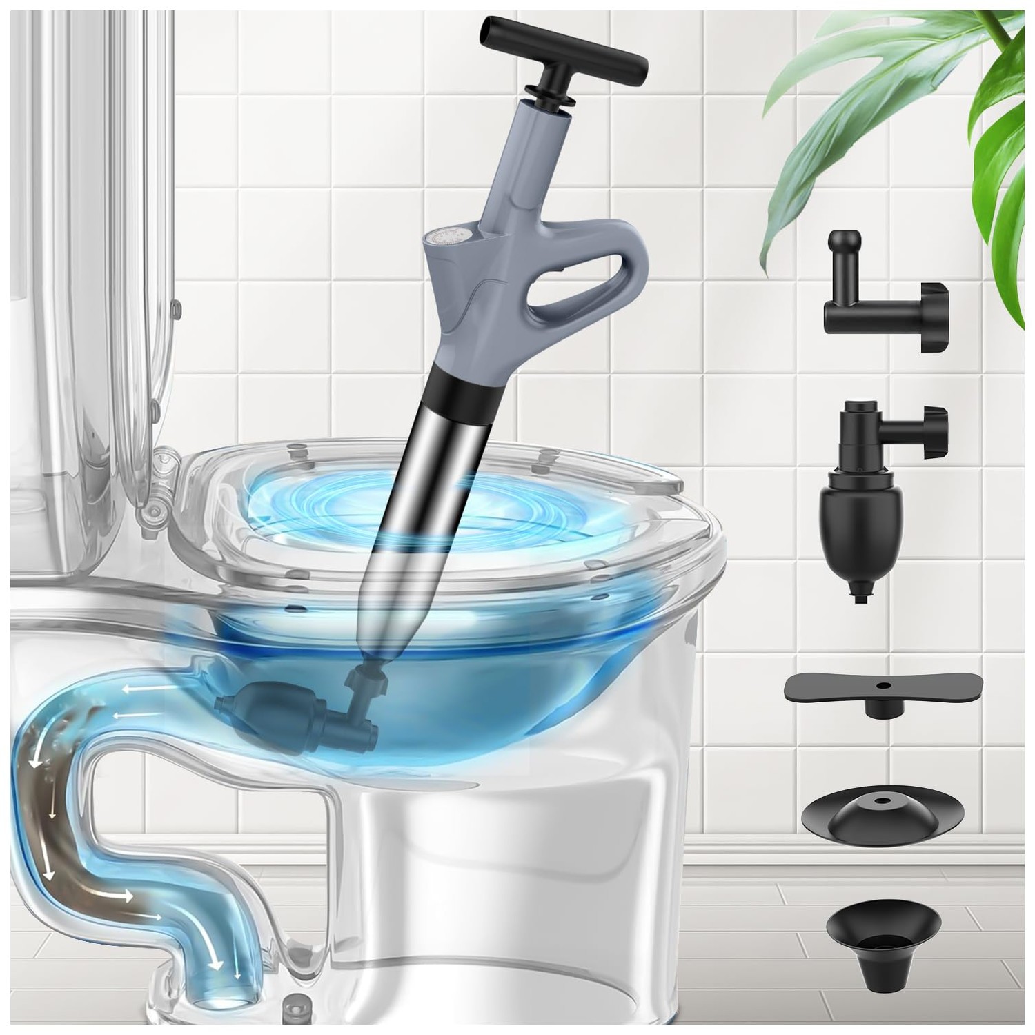 Mieaoll Toilet Plunger, High Pressure Toilet Plunger,Toilet Auger Air ...
