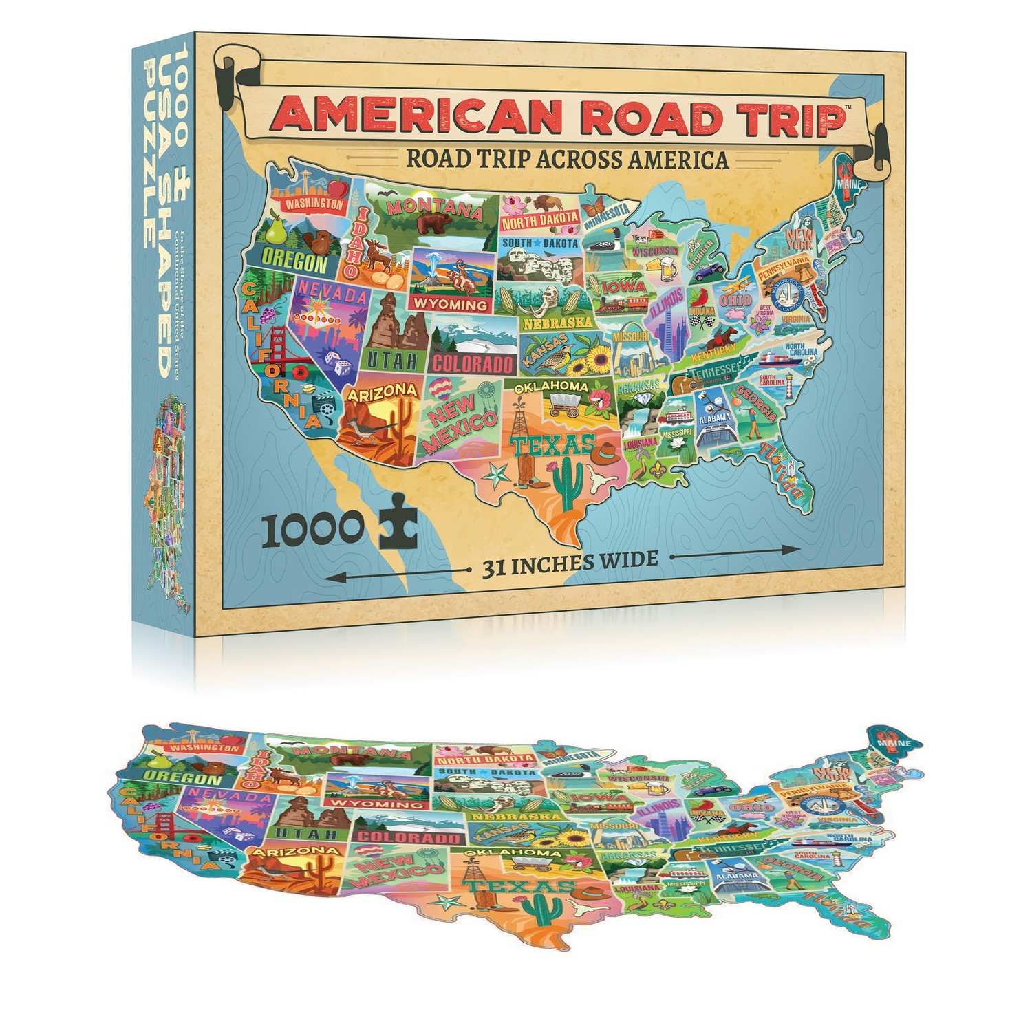 TDC Games USA - Shaped 1000 Piece Puzzle - Large Challenging Map with ...