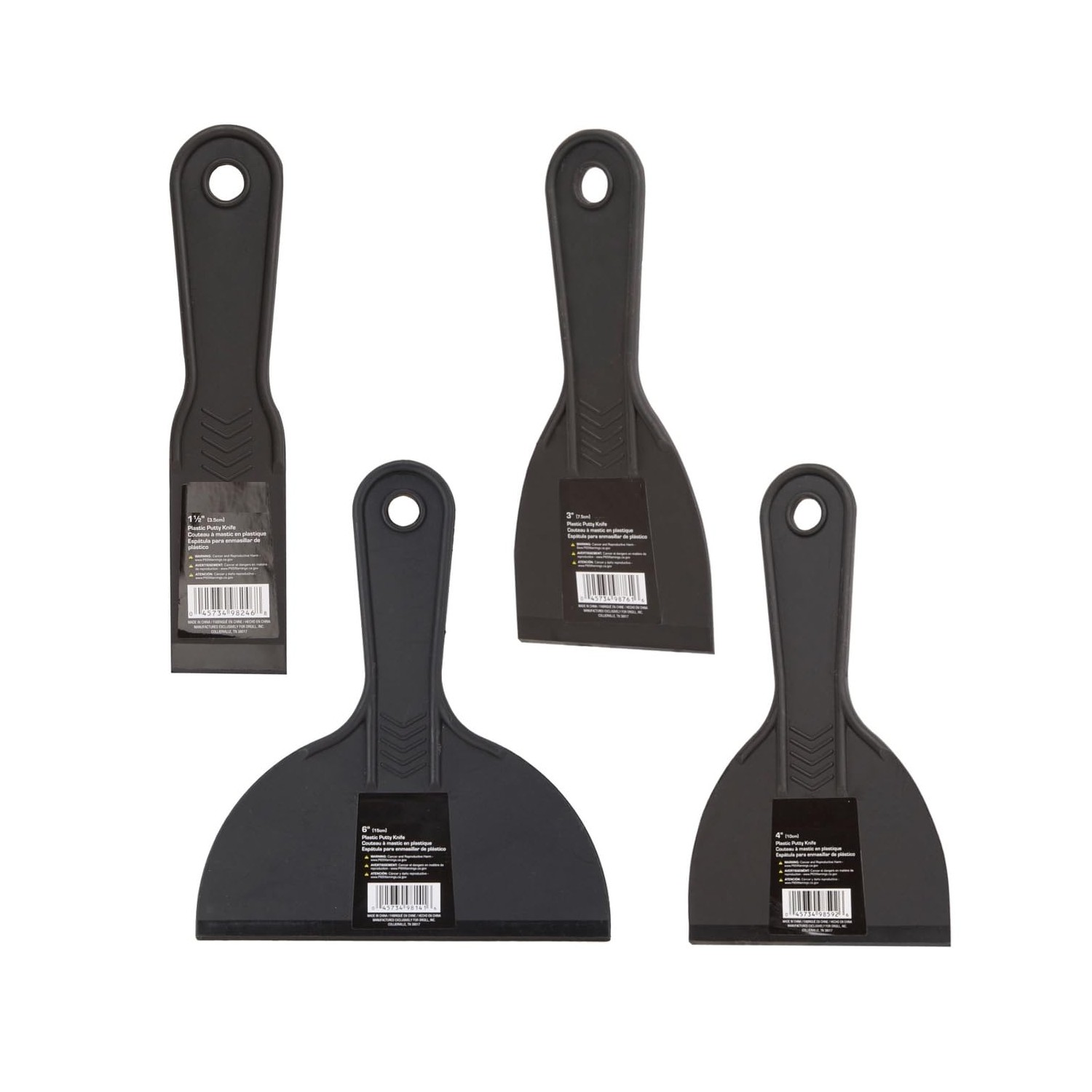 Edward Tools Plastic Knife Set - 4 Piece Heavy Duty Putty Knife Set ...