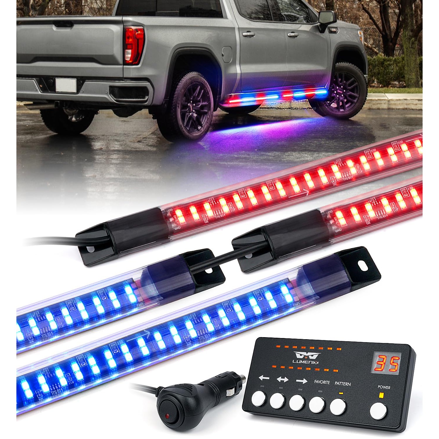 LUMENIX 70 Inch Emergency Running Board Rigid Strobe Lights Strip Bar ...