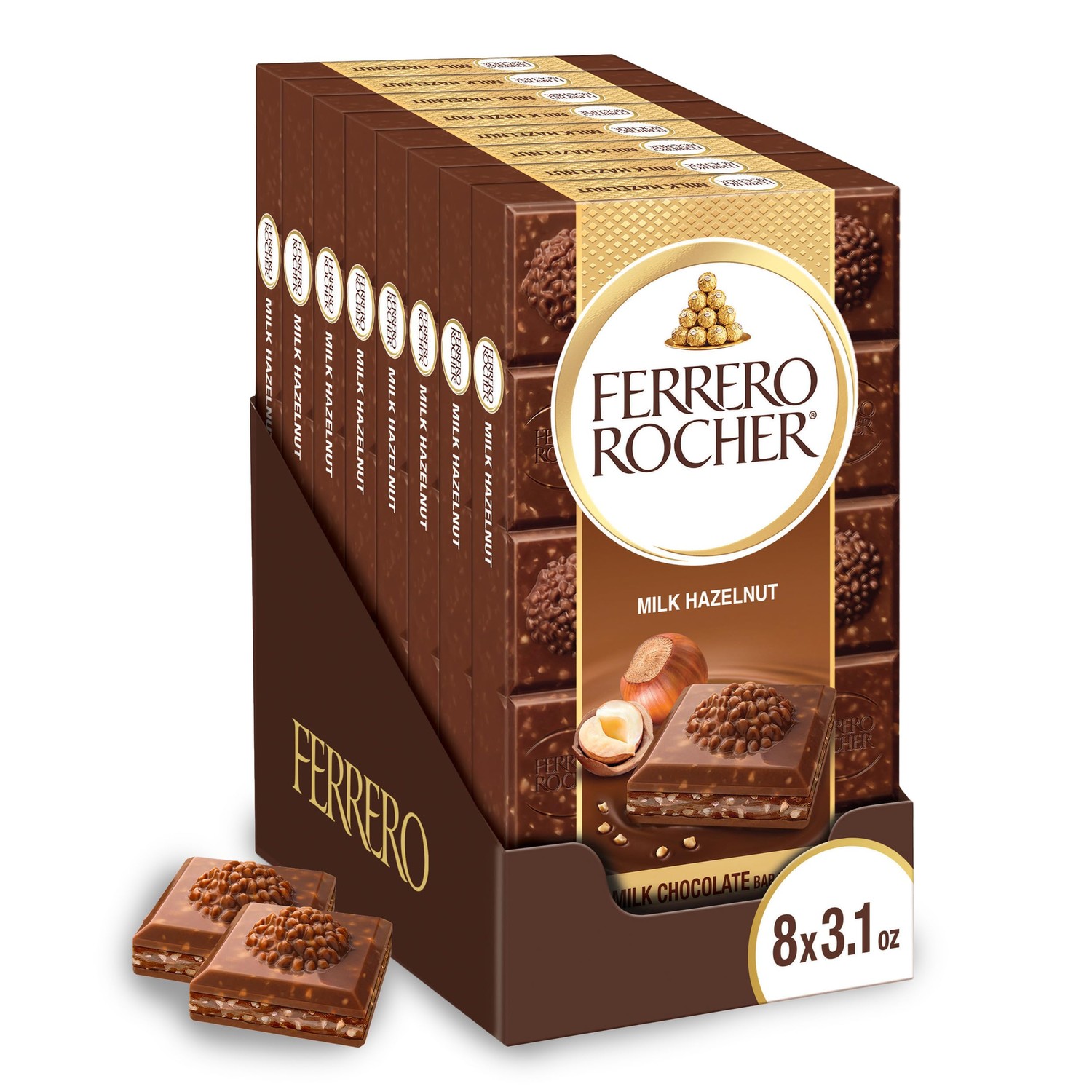 Ferrero Rocher Ferrero Rocher Premium Chocolate Bars, 8 Pack, Milk ...