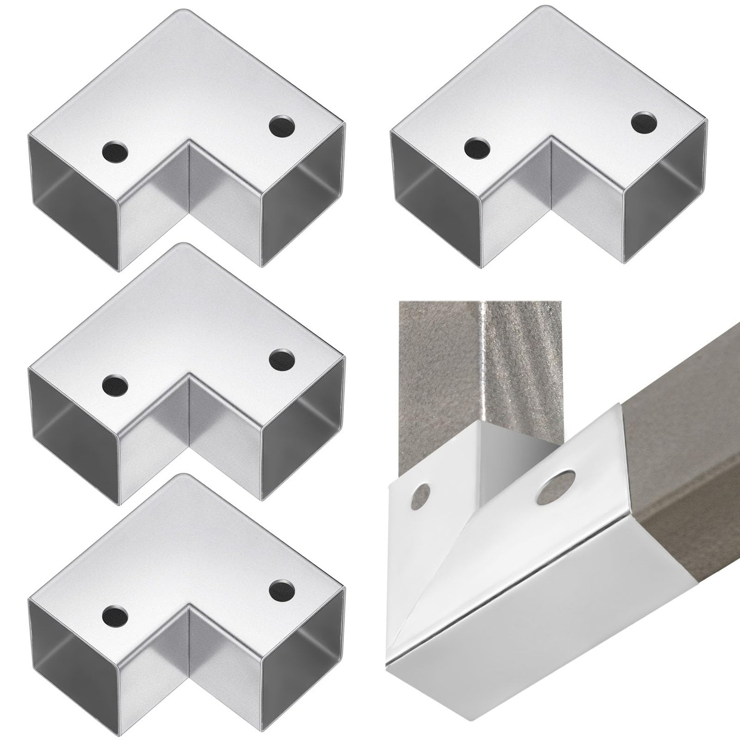 Yaocom 24 Pcs 1" Square Tube Fittings 2 Way L Square Tube Connector 90 ...