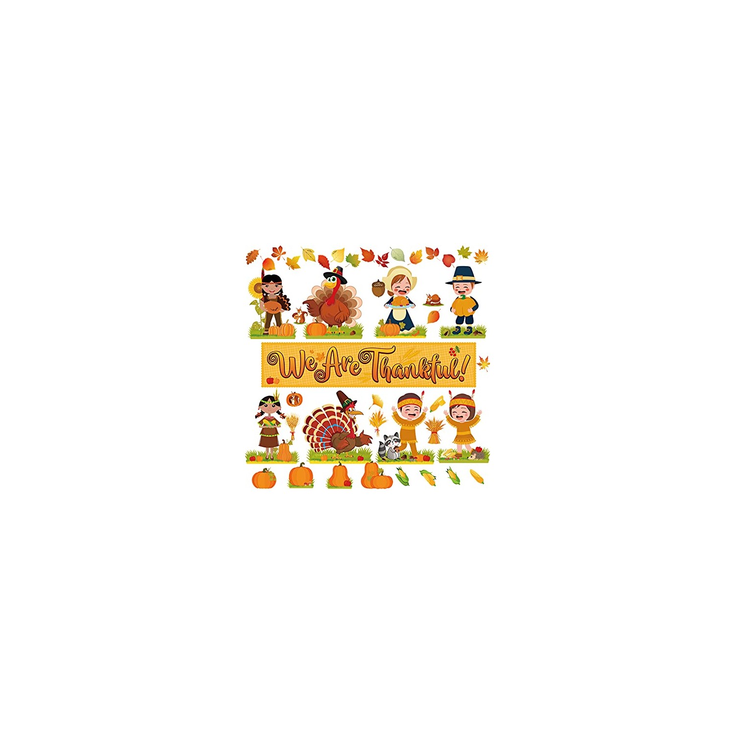 64 Pieces Thanksgiving Fall Autumn Classroom Bulletin Board Decor We ...