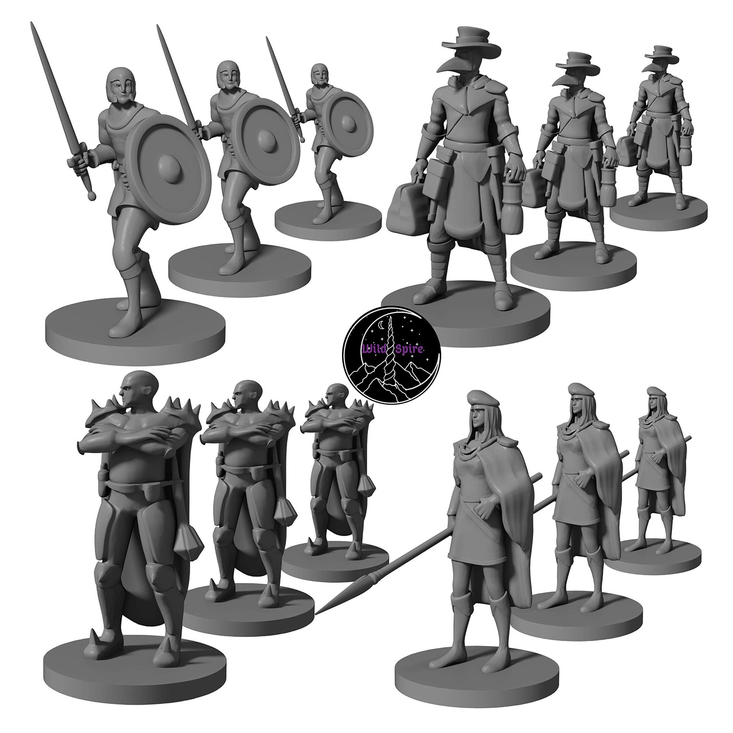 12 Miniatures Unpainted Town Guards - Plague Doctors | 28mm for DND ...