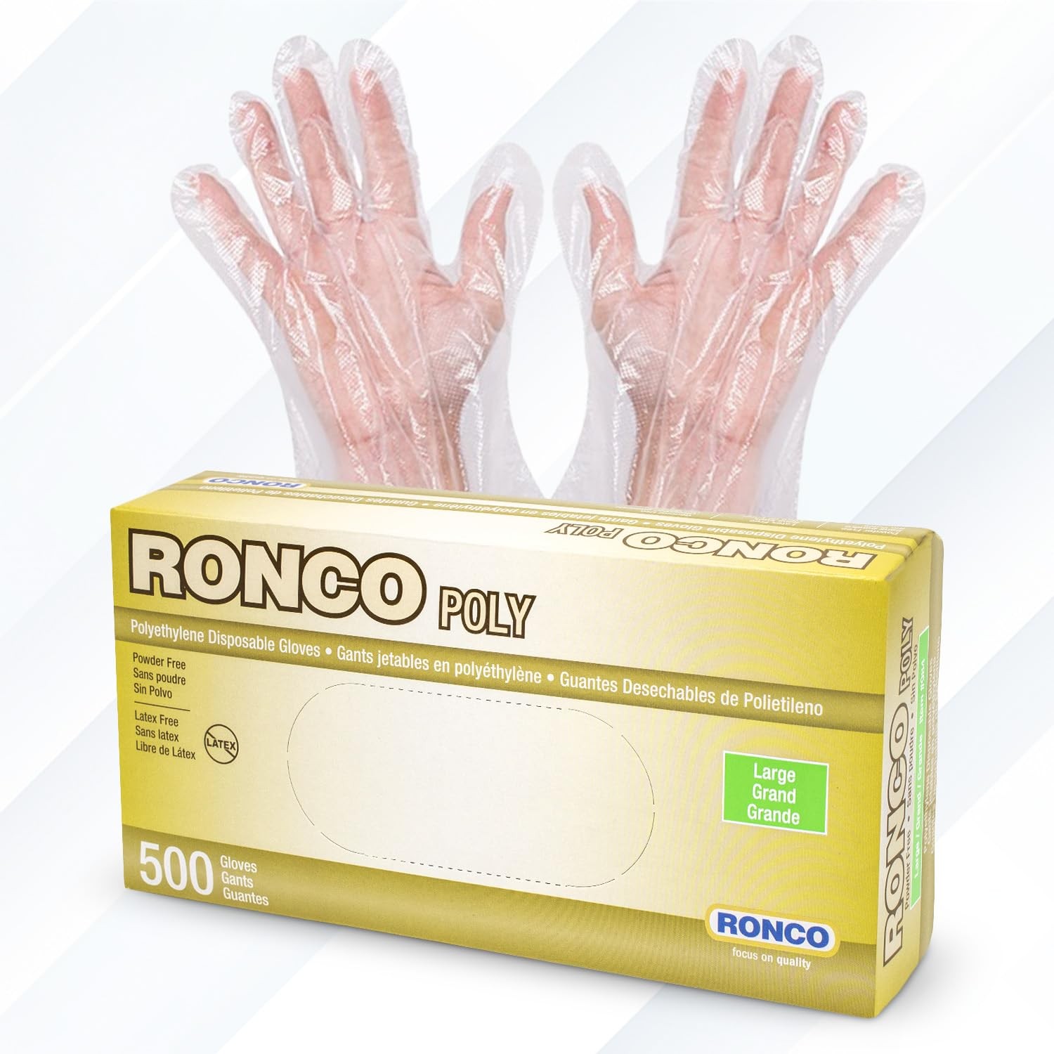 Ronco Poly Deli Gloves, Disposable Polyethylene Gloves, 500 Pack S,M,L ...