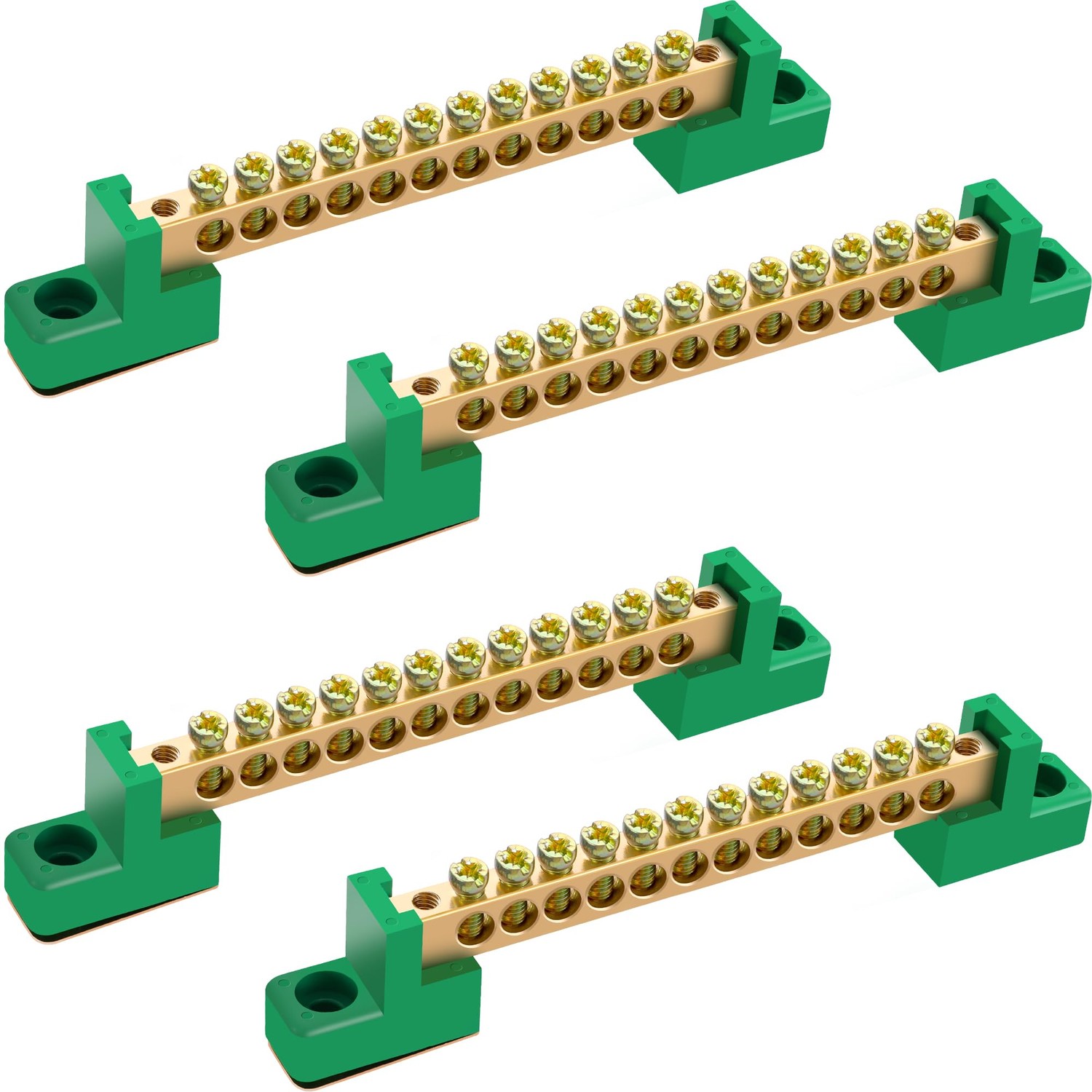 4 Pack 12 Position Grounding Bus Bar Terminal Block, Electrical Ground ...