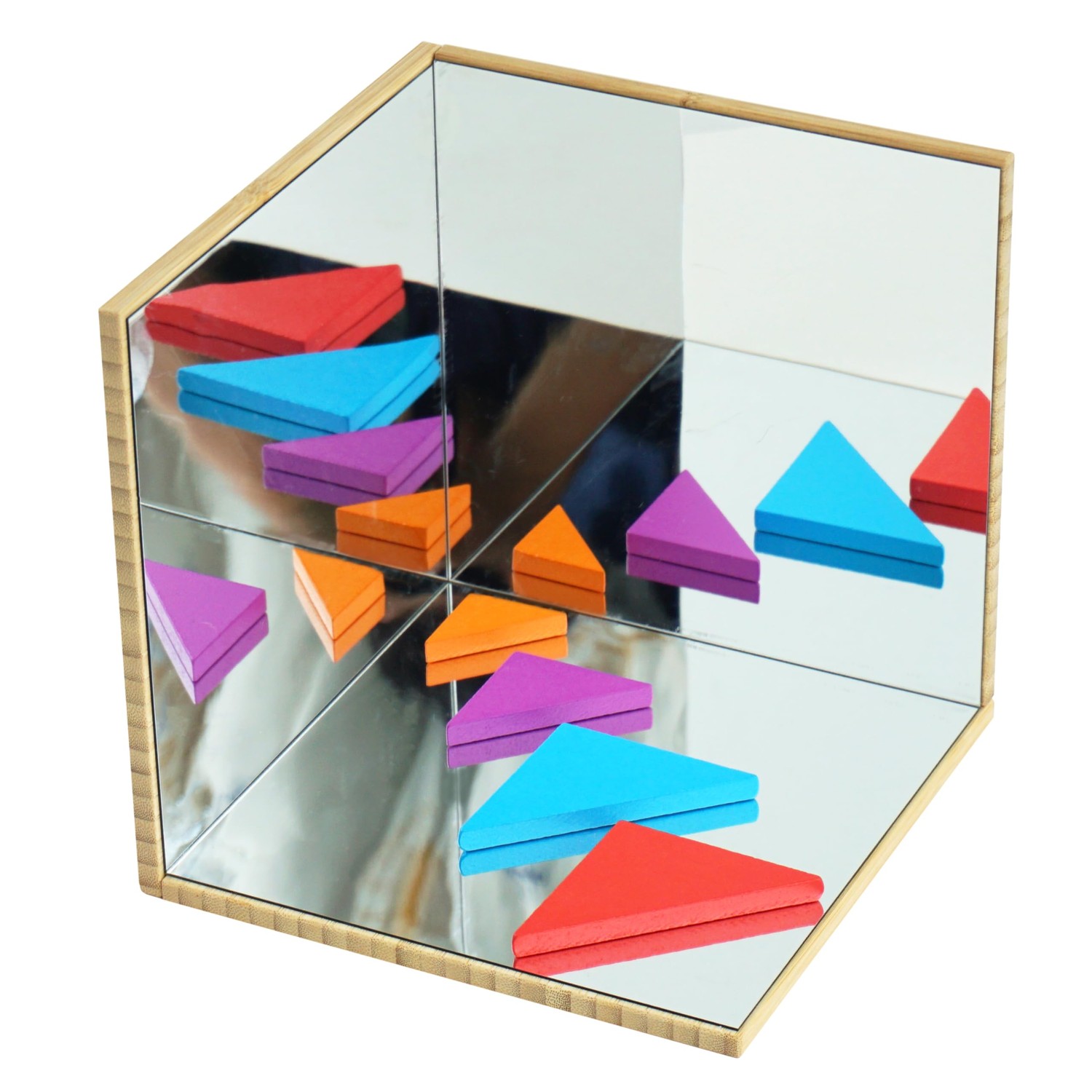 SZREGGIO Corner Mirror Made from Wooden Bamboo Board & Unbreakable ...