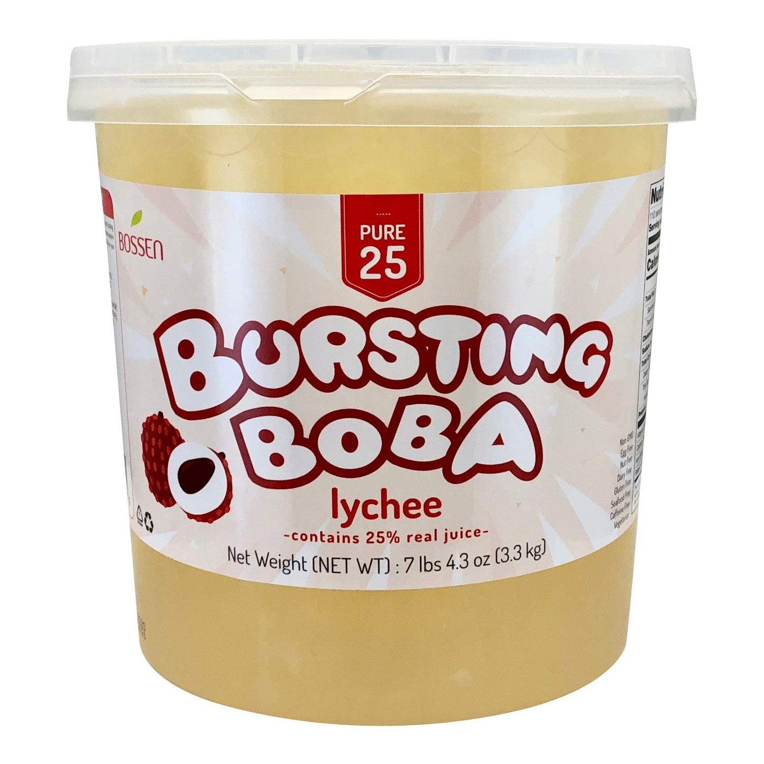 Bossen Bursting Boba, Lychee Flavor Popping Boba Tea Pearls with 25% ...