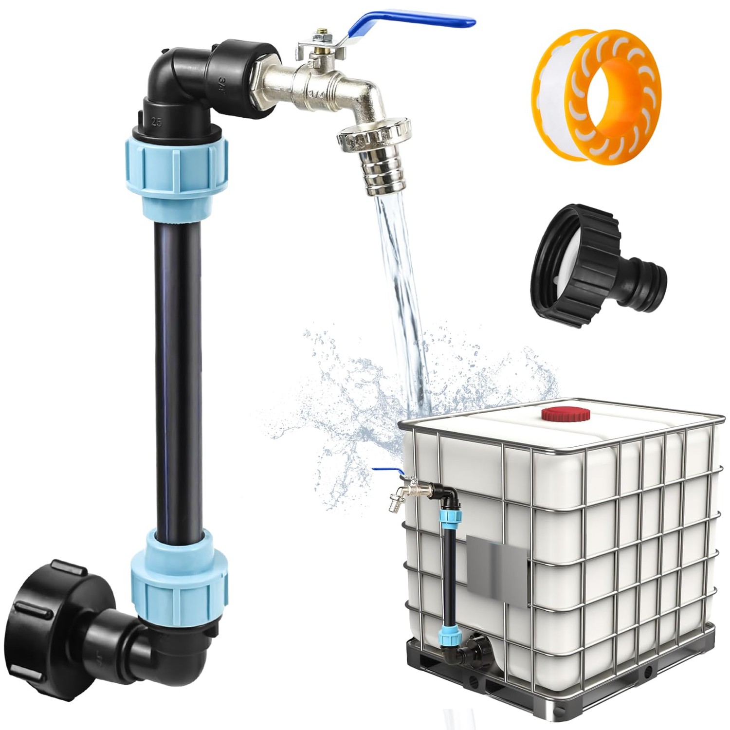 FORMIZON IBC Tank Gooseneck, IBC Adapter with Gooseneck Brass Tap, IBC ...