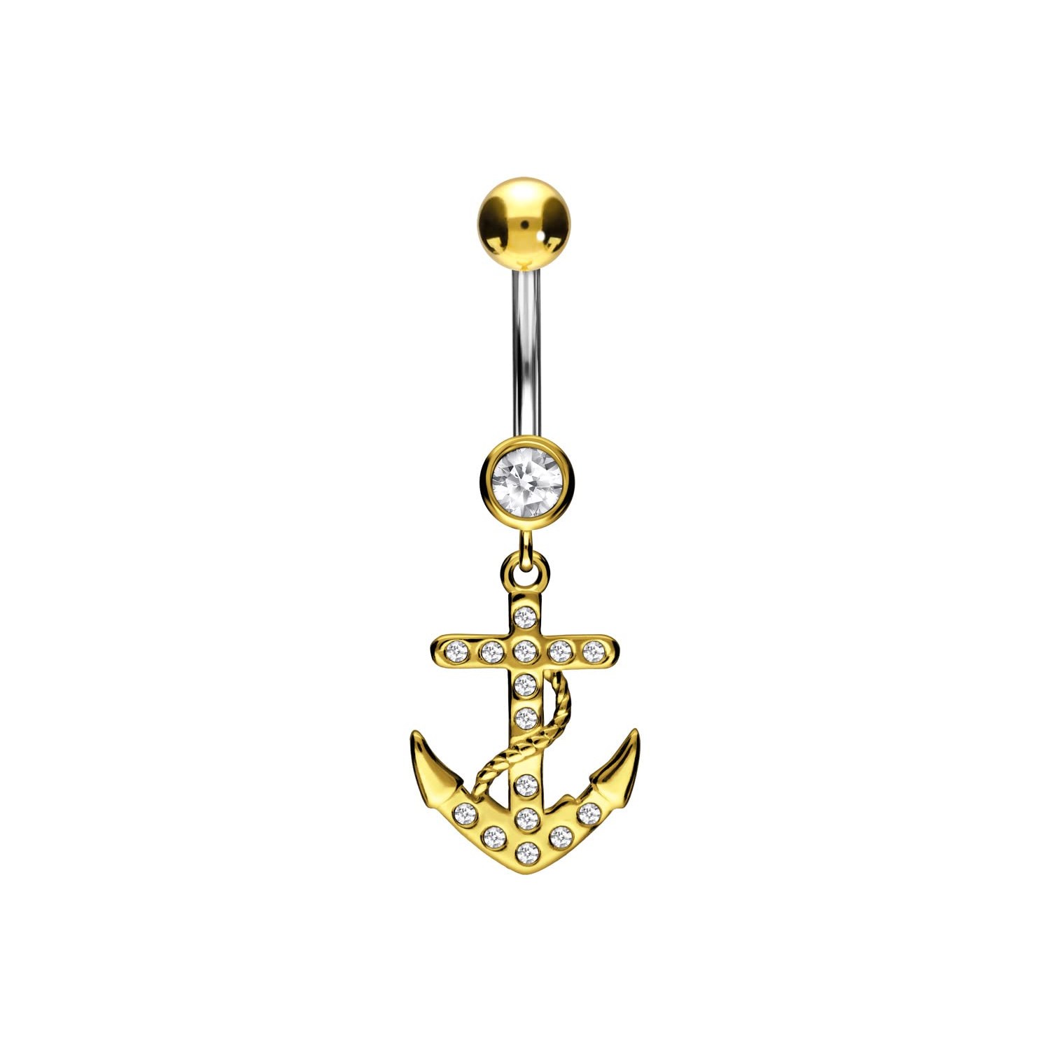 PIERCINGLINE Titanium Belly Button Piercing | Anchor 925 Silver ...