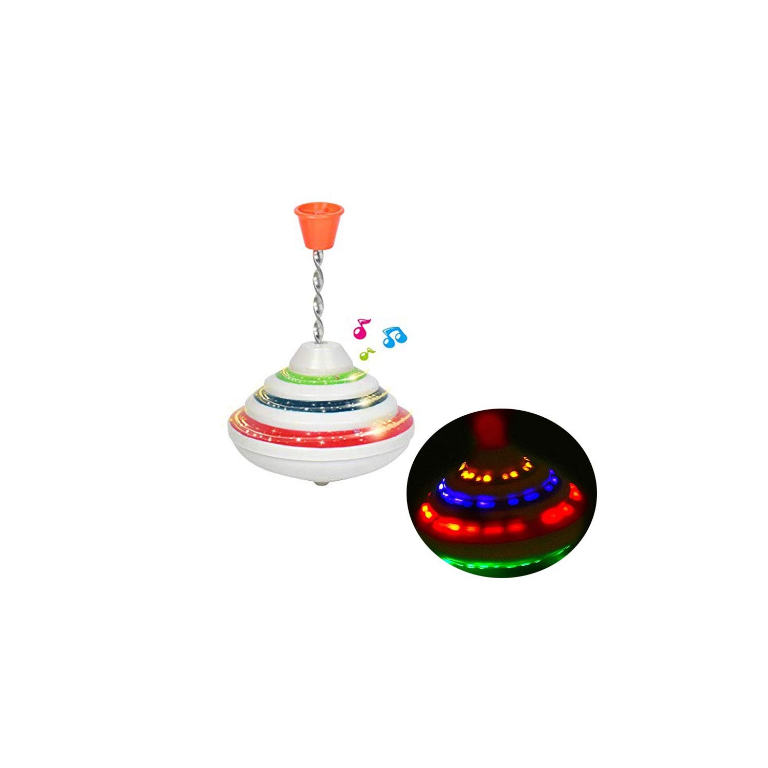 Push Down Spinning Top Toy with LED and Music Peg-top Hand Spinning ...