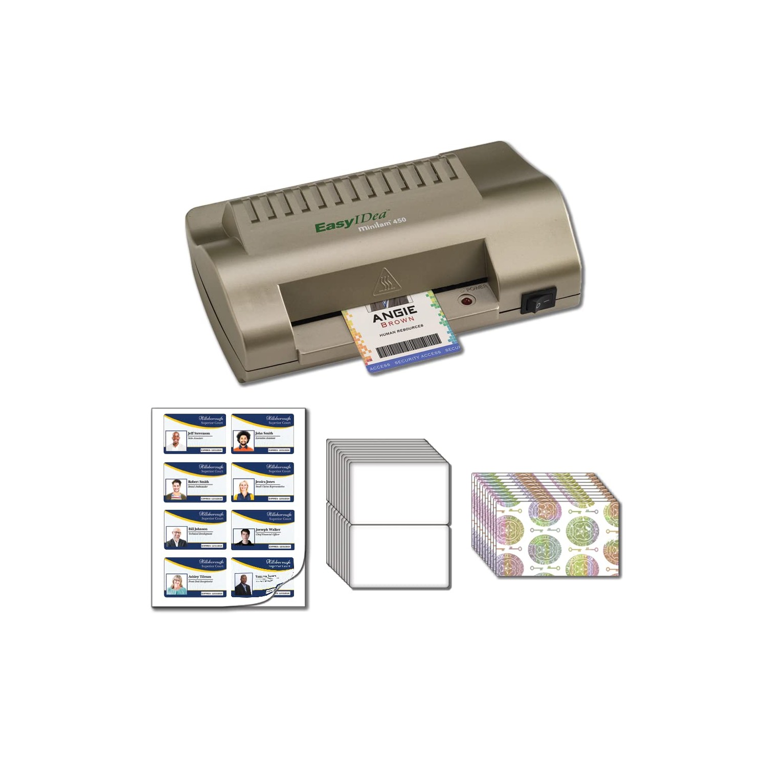 10 ID Card Kit with ML450T Laminator, Teslin ID Paper, Butterfly ...