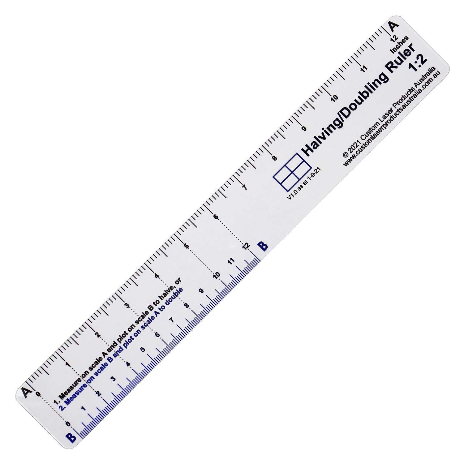 CLPA 12 inch clear plastic ruler for perfect math halving or doubling ...