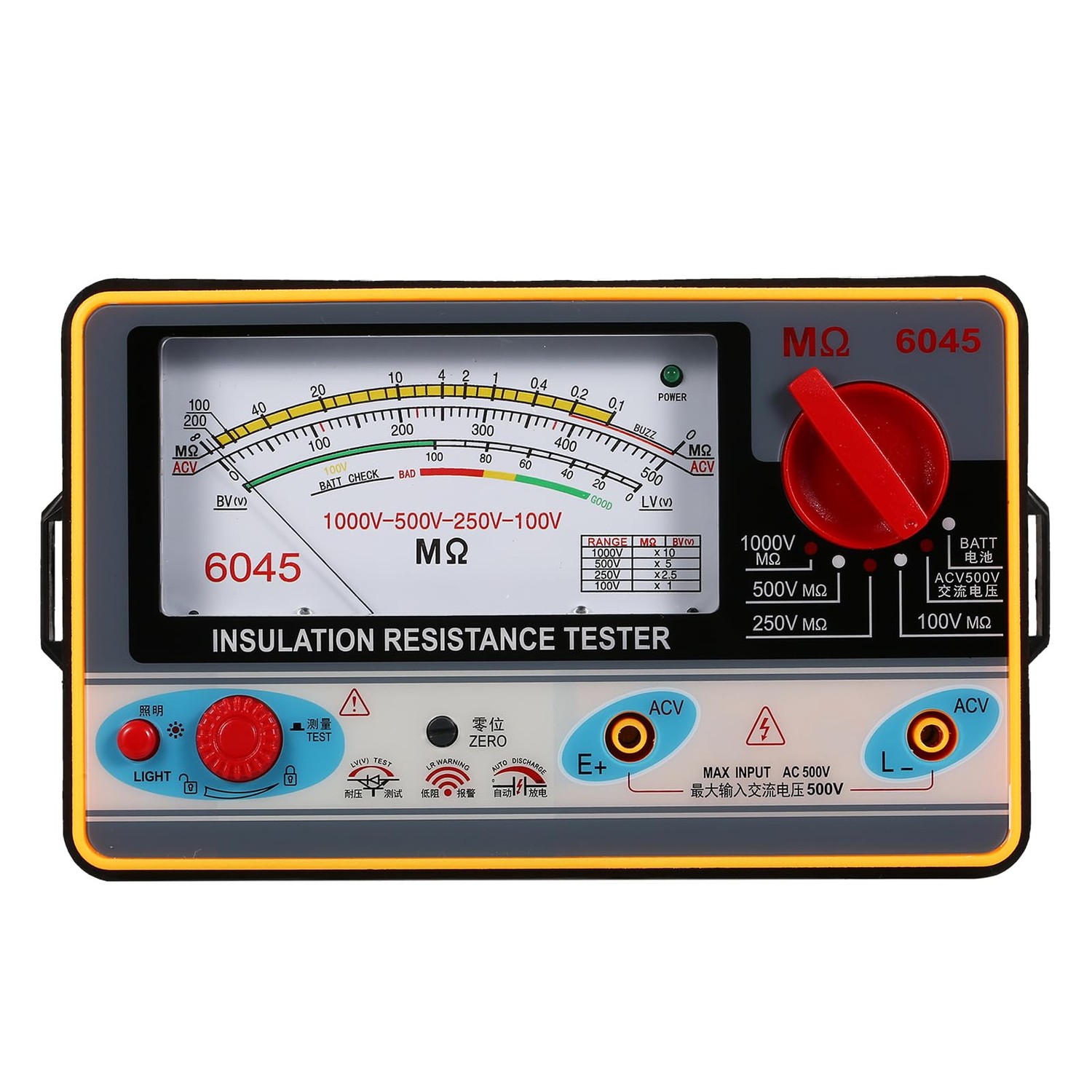 HAVOU Insulation Resistance Meter Digital Ohmmeter Megger Handheld ...