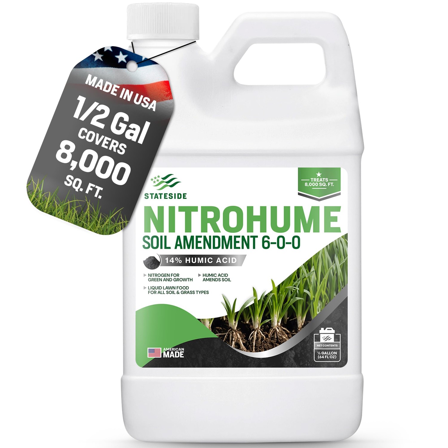 64oz Liquid Lawn Fertilizer - Covers 8,000 sq. ft., NitroHume Nitrogen ...