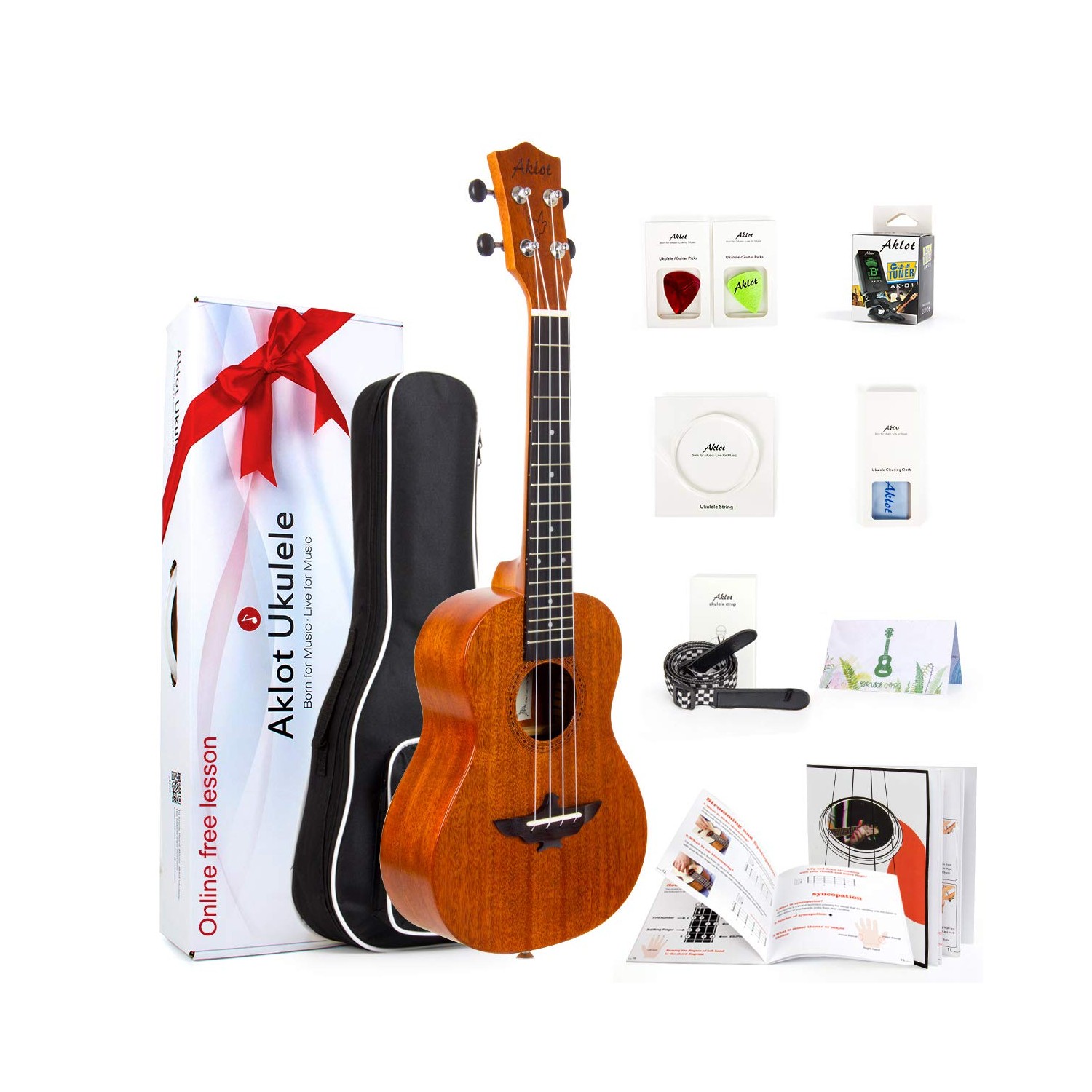 Ukulele, AKLOT Concert Ukelele Solid Mahogany 23 inch for Professional ...