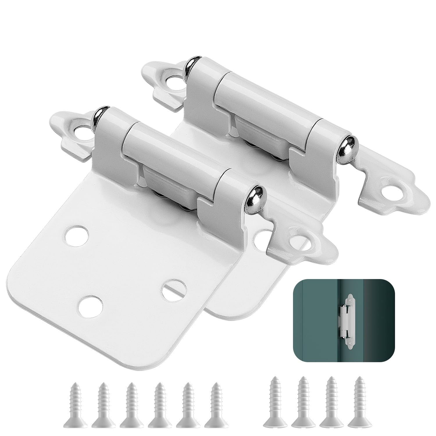 1/2" Overlay Cabinet Hinges, 10 Pack 5 Pairs Self Closing Flush Mount ...